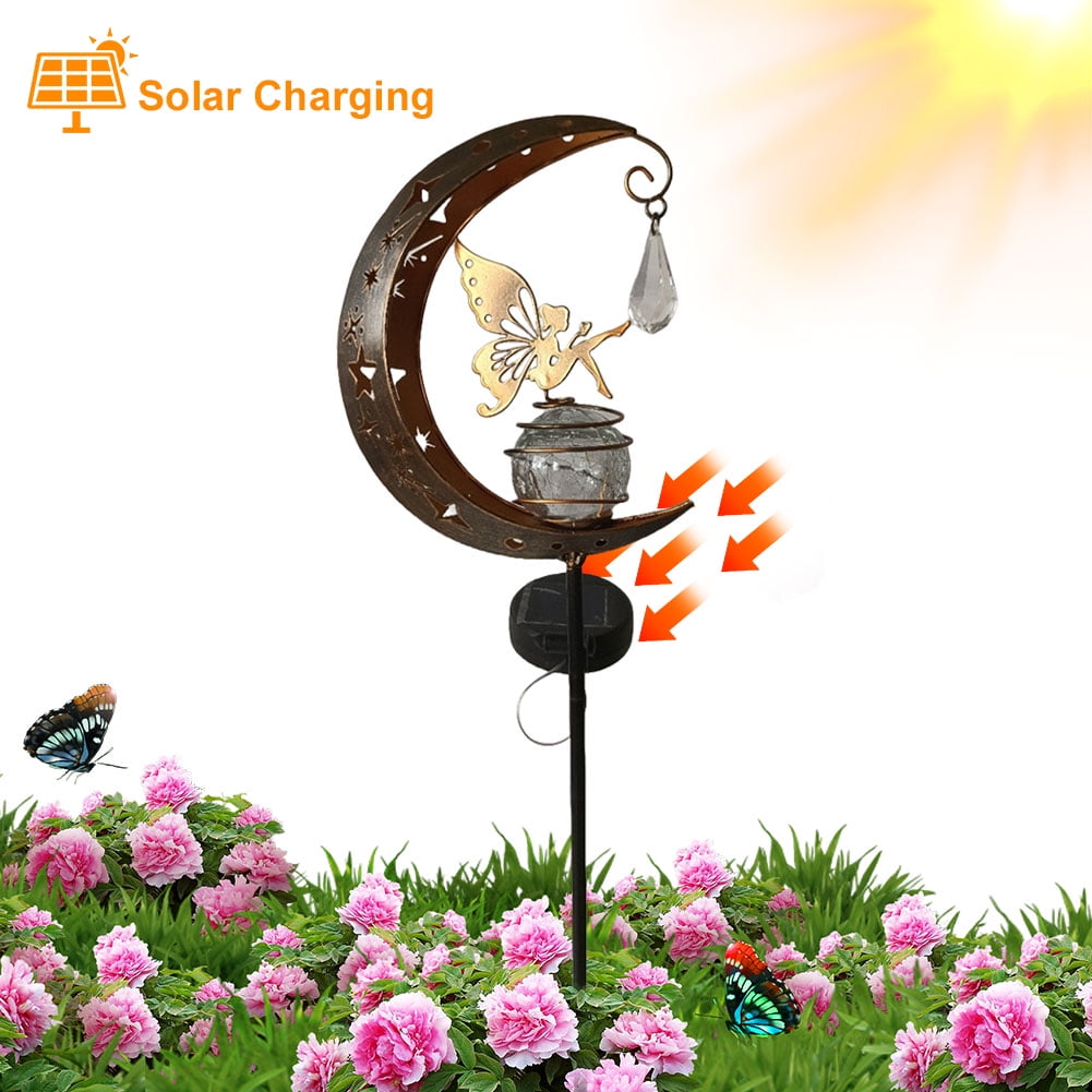 Yiaieng Solar Garden Statues Fairy Outdoor Decor, Fairy Moon Figurine ...