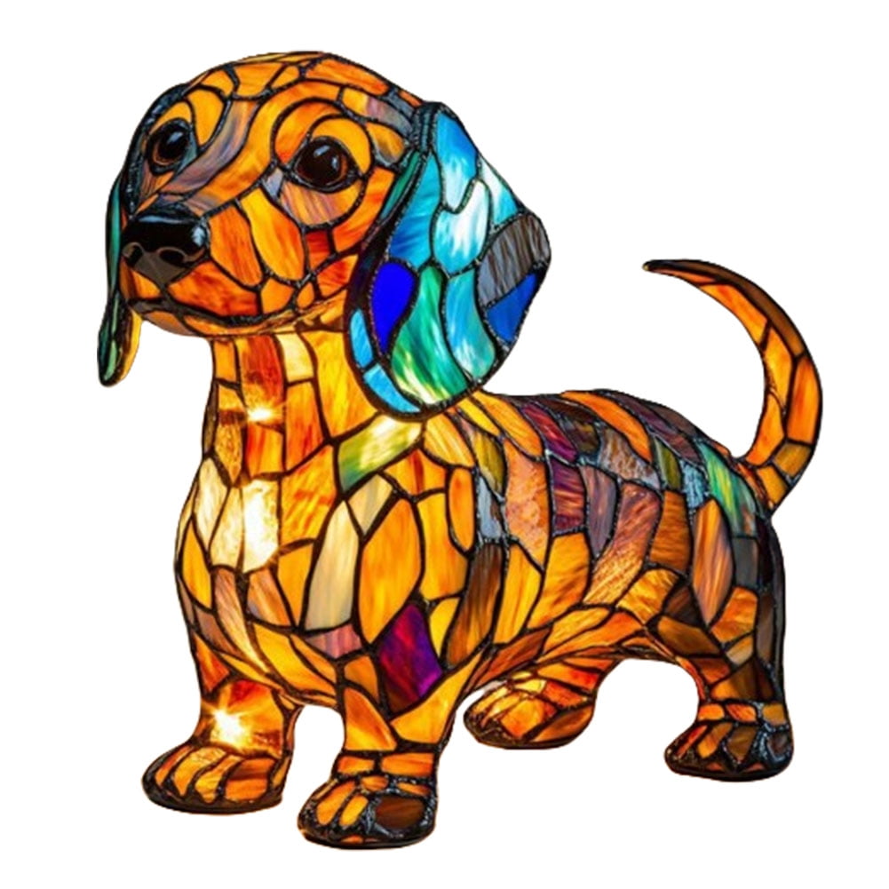 Yiaieng Vintage Animal Night Light Pug Lamp Stained Resin Mosaic Large ...