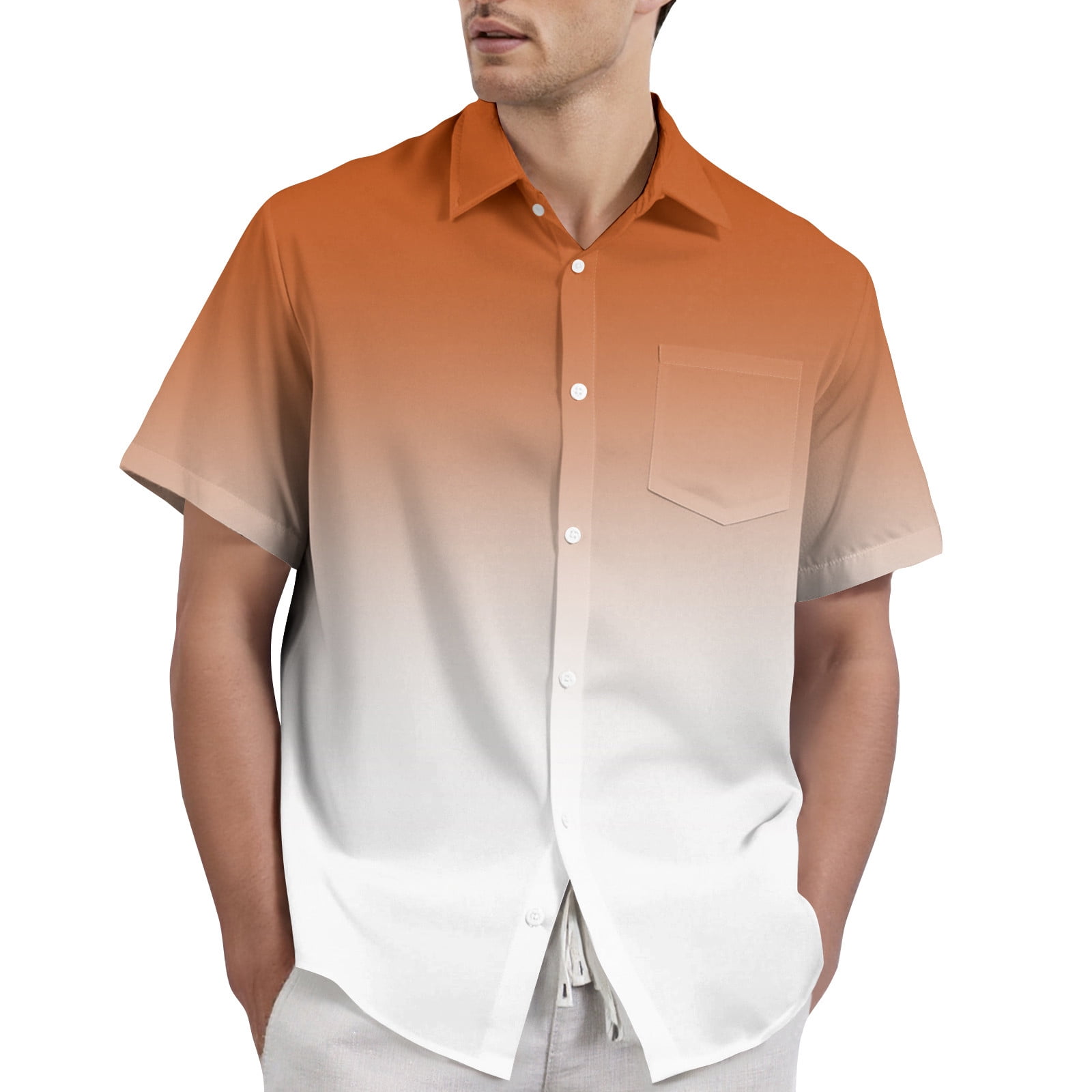 Yiaimeir Men's Gradient Short Sleeve Button-Up Shirt Casual Summer ...