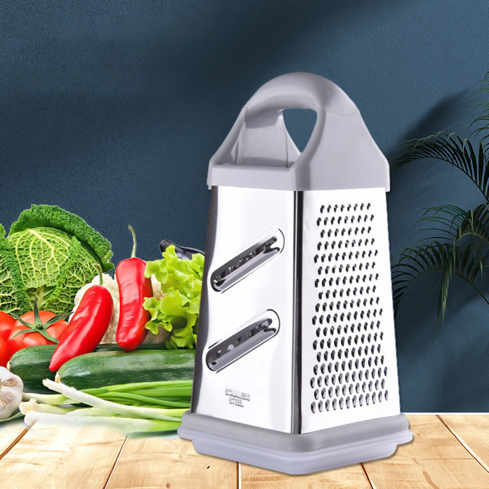 Yialzm 4 in 1 Stainless Steel Box Grater for Cheese and Vegetables Dishwasher Safe Ergonomic ...