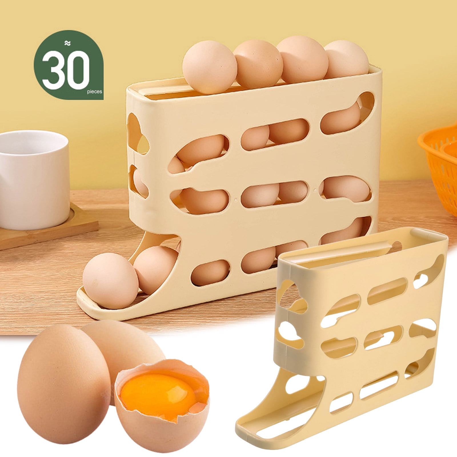 Yialzm 4 Tier Egg Organizer Auto Rolling Dispenser for Fridge Space ...