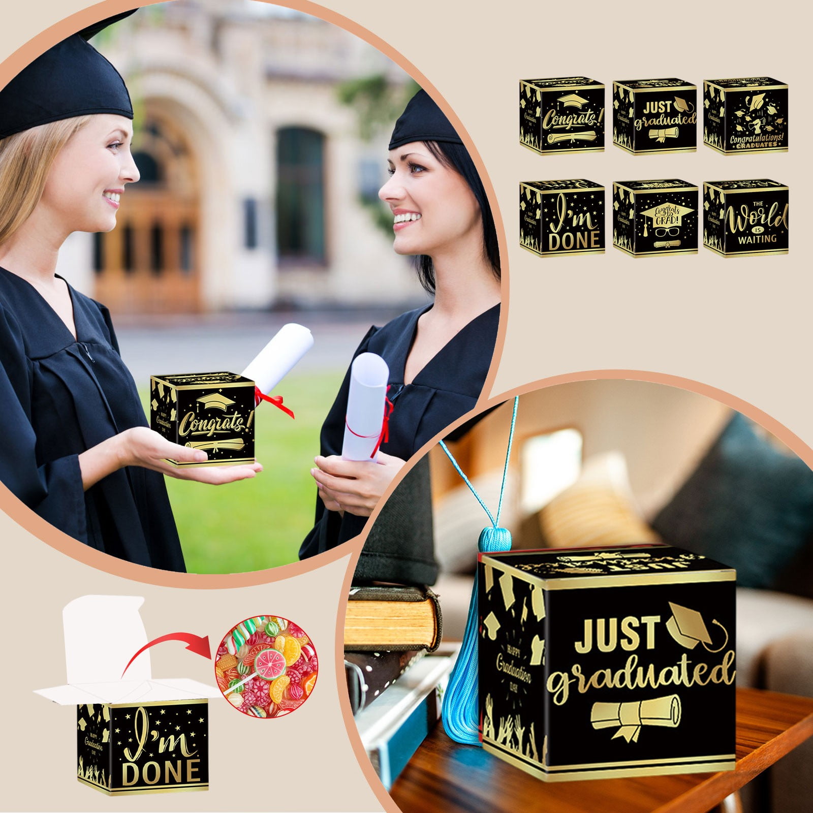 Yialzm 6 Pack Paper Gift Boxes for Weddings Parties Graduation Easy to ...