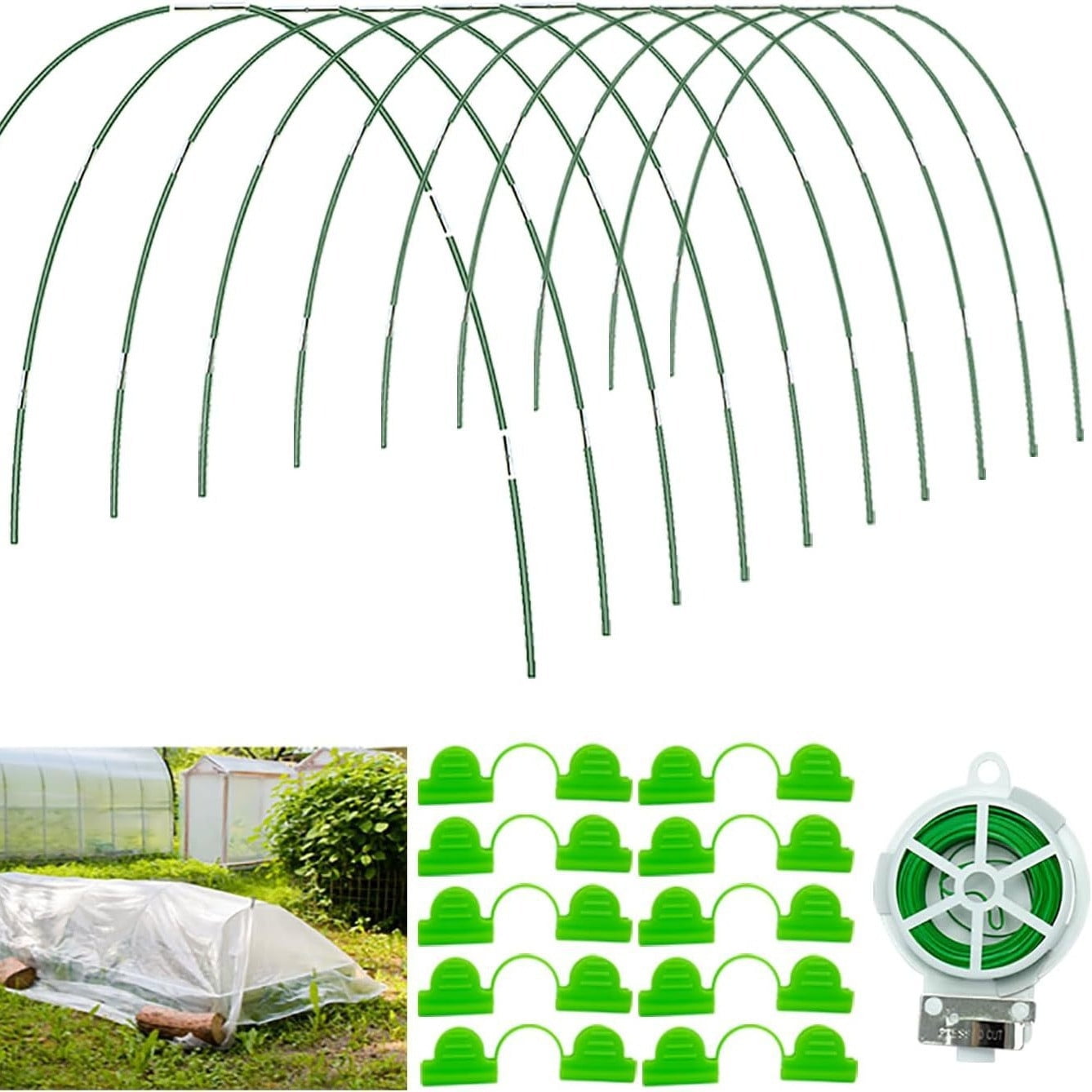 Yialzm 6ft Mini Greenhouse Hoops Kit with 10 Fiberglass Support Frames ...