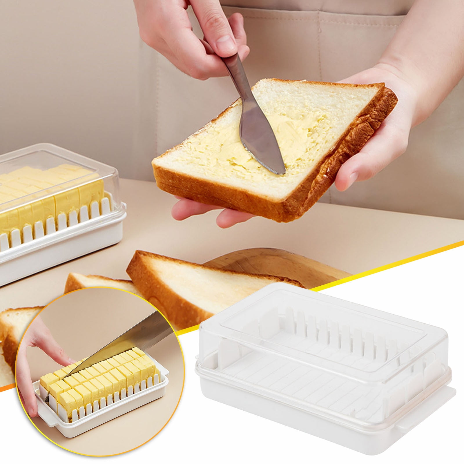 Yialzm Cheese Storage Box with Transparent Cover and Cutting Guide for ...