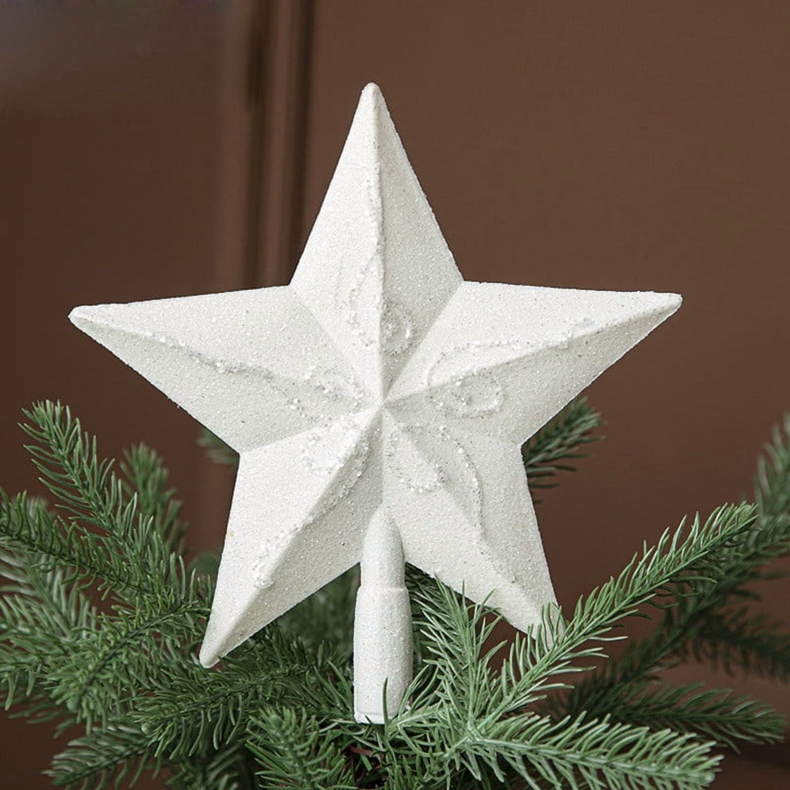 Yialzm Christmas Glitter Tree Top Star Christmas Decorations with ...