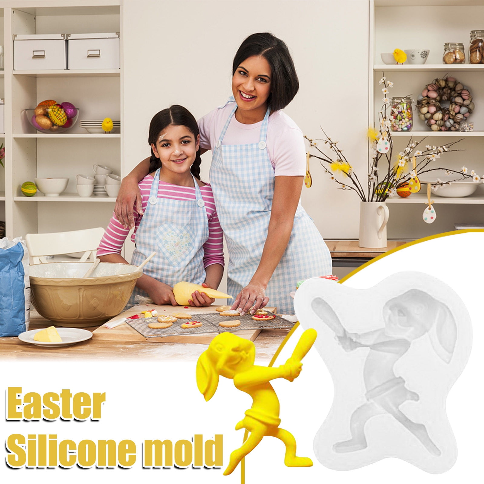 Yialzm Easter Bunny Baking Pan Chocolate Mold DIY Baking Tool for Fudge ...