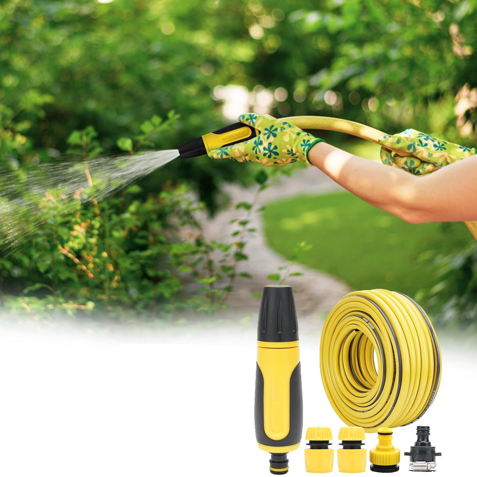 Yialzm Gold Car Wash Tools Set High Pressure Nozzle Hose for Garden ...