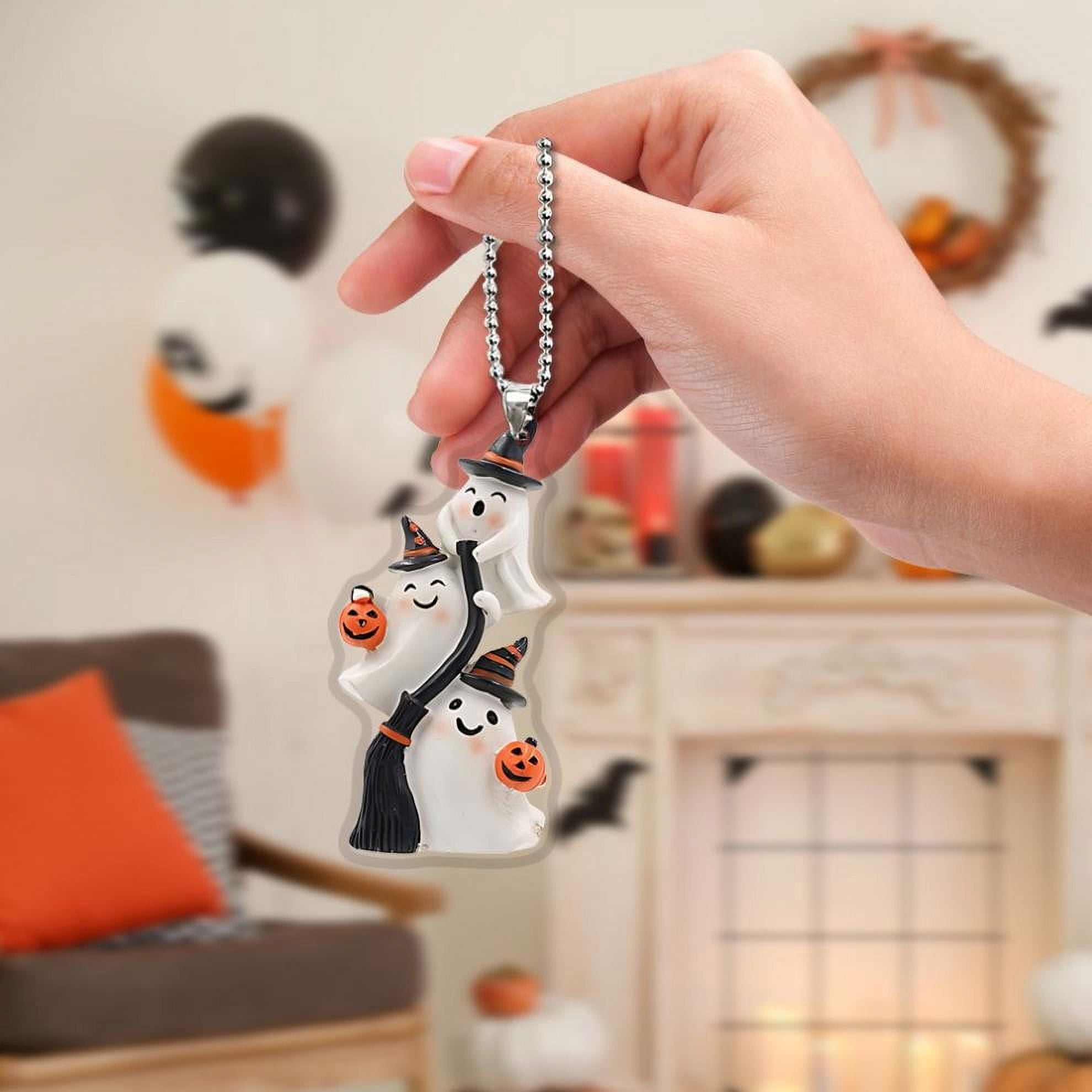 Yialzm Halloween Ghost Pumpkin Keychain Three White Spirits Acrylic ...