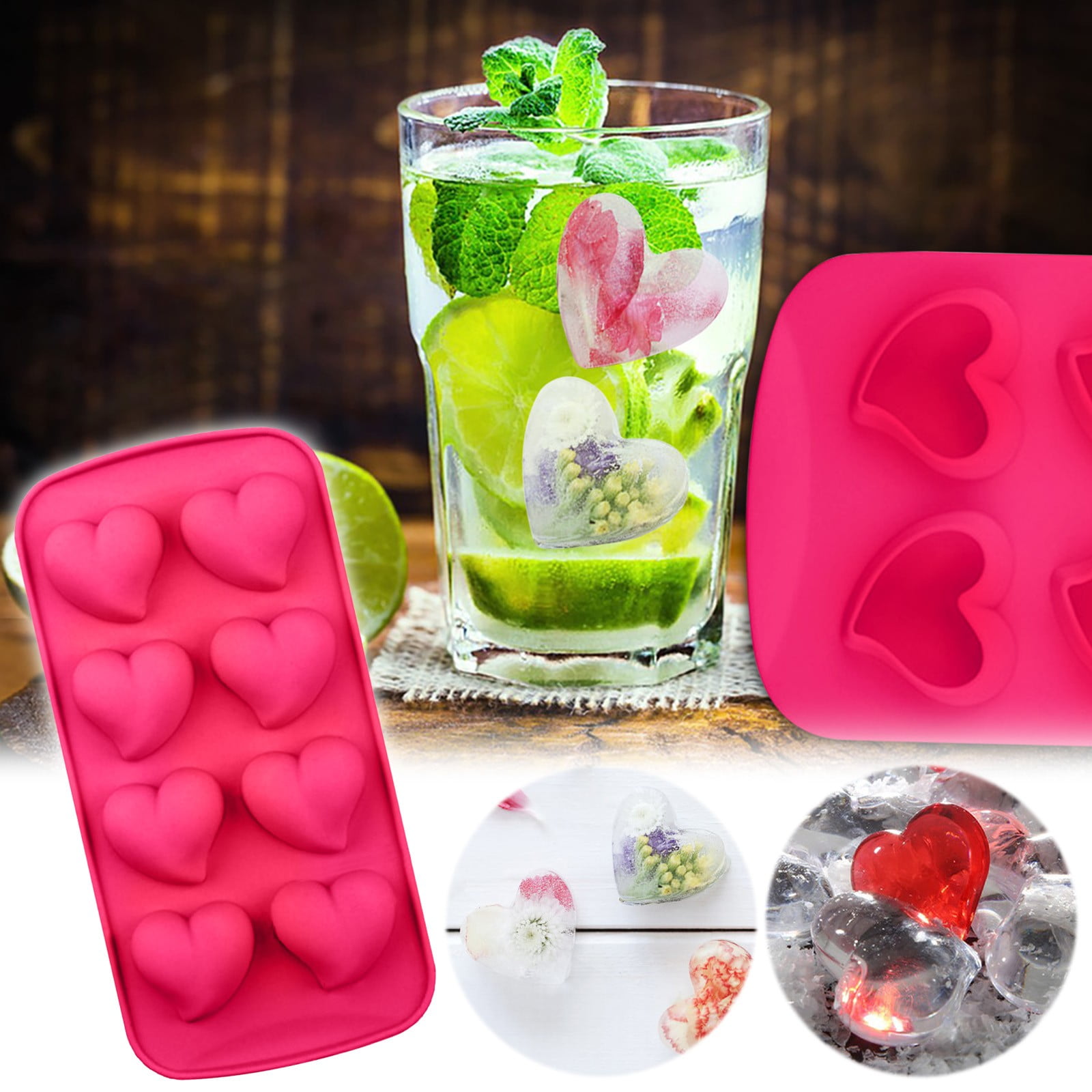 Yialzm Heart Shaped DIY Summer Ice Tray Mold for Homemade Popsicles ...