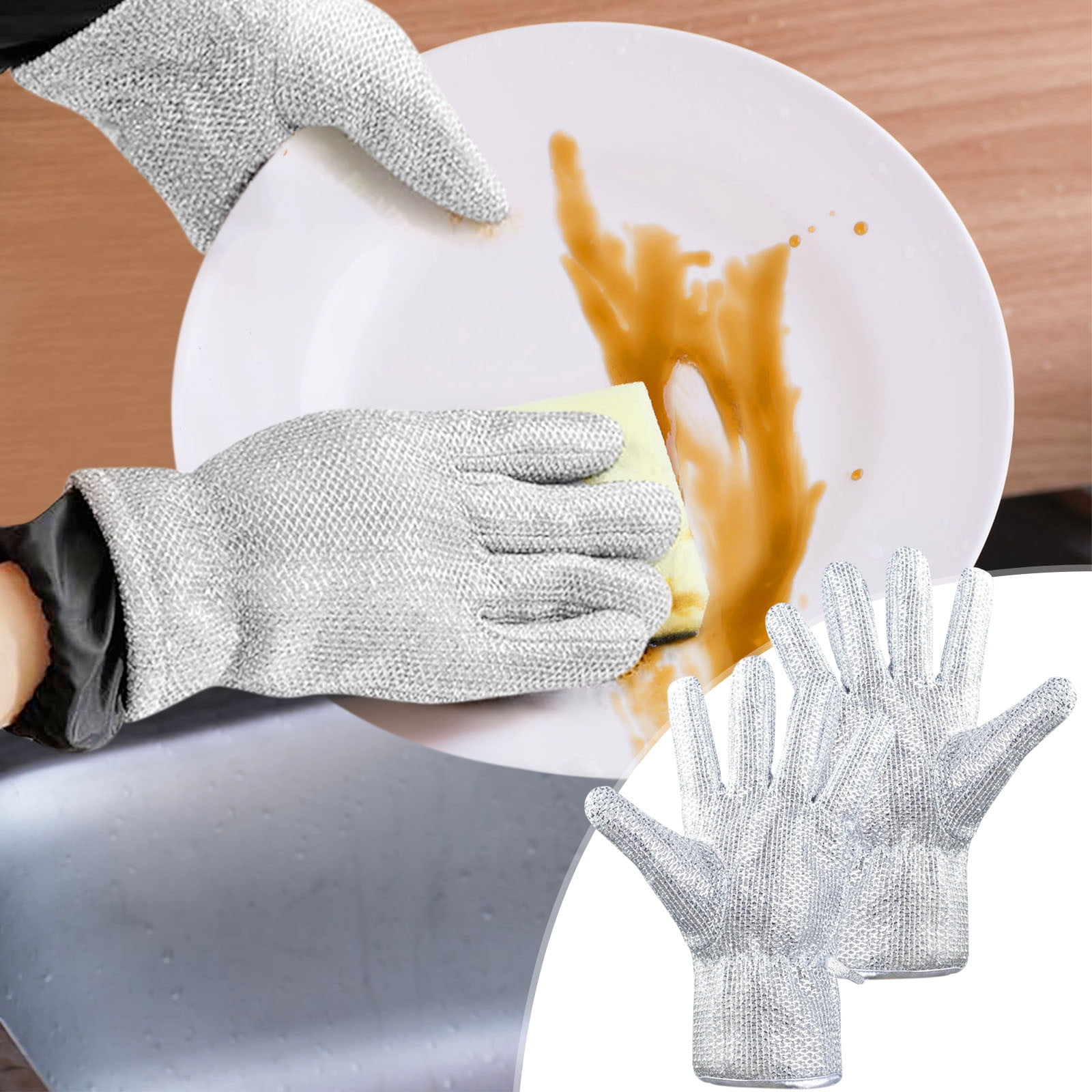 Yialzm Heat Proof Steel Cleaning Gloves for Kitchen Scratch Free Multi ...