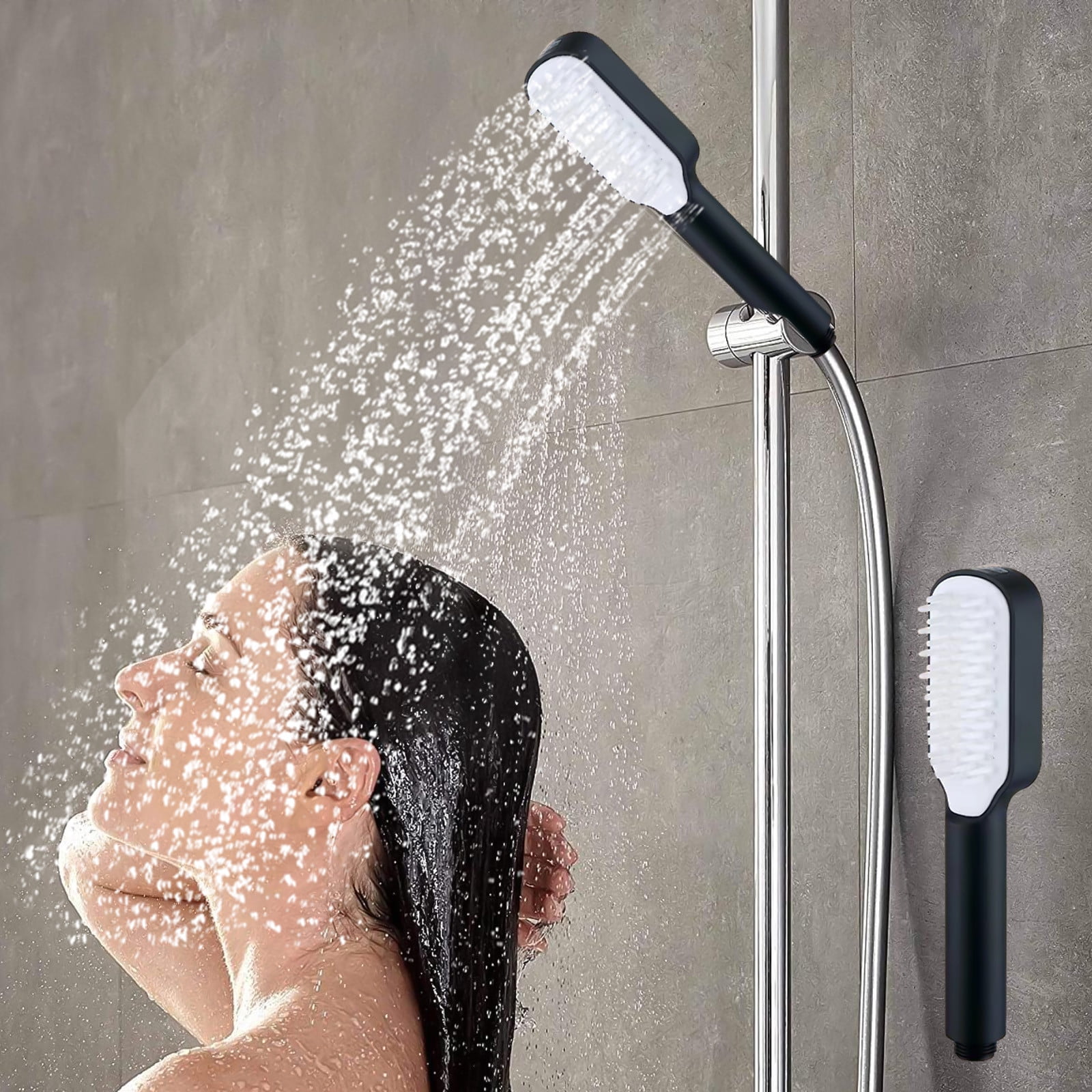 Yialzm High Pressure Turbo Shower Head with Built In Massage Brush and ...