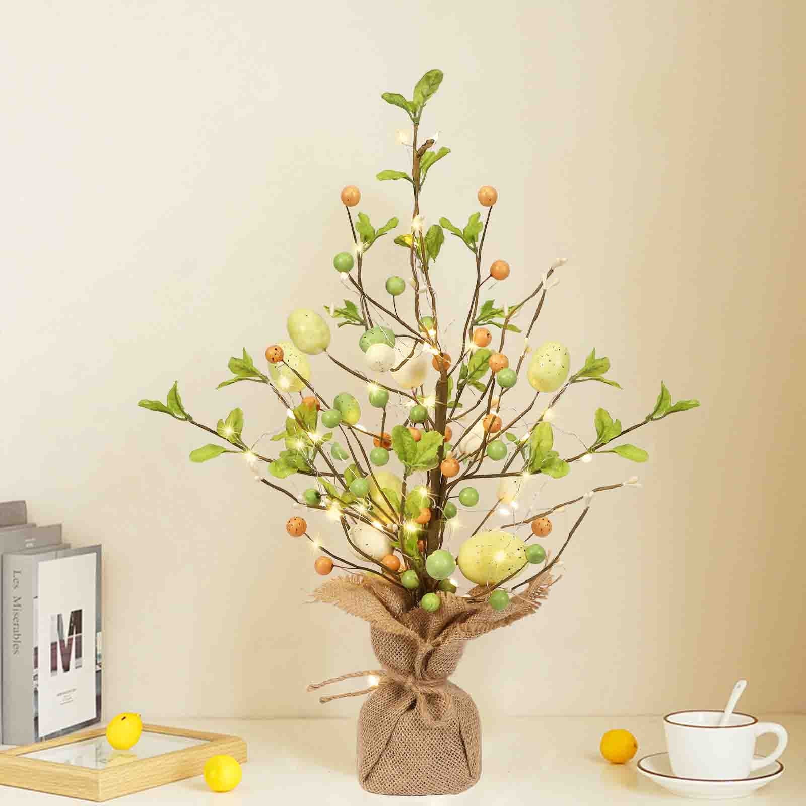 Yialzm LED Light Up Easter Eggs Tree Decorations for Springtime ...