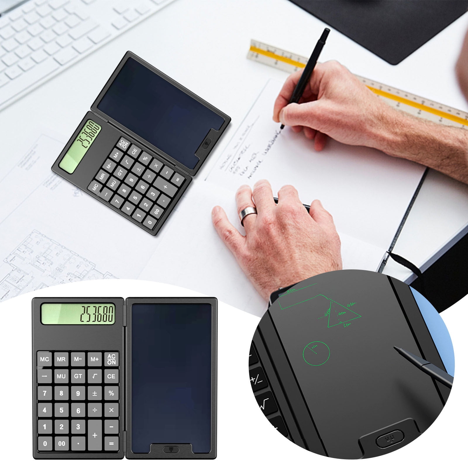 Yialzm Portable Electronic Writing Pad and Calculator Two-in-One for ...