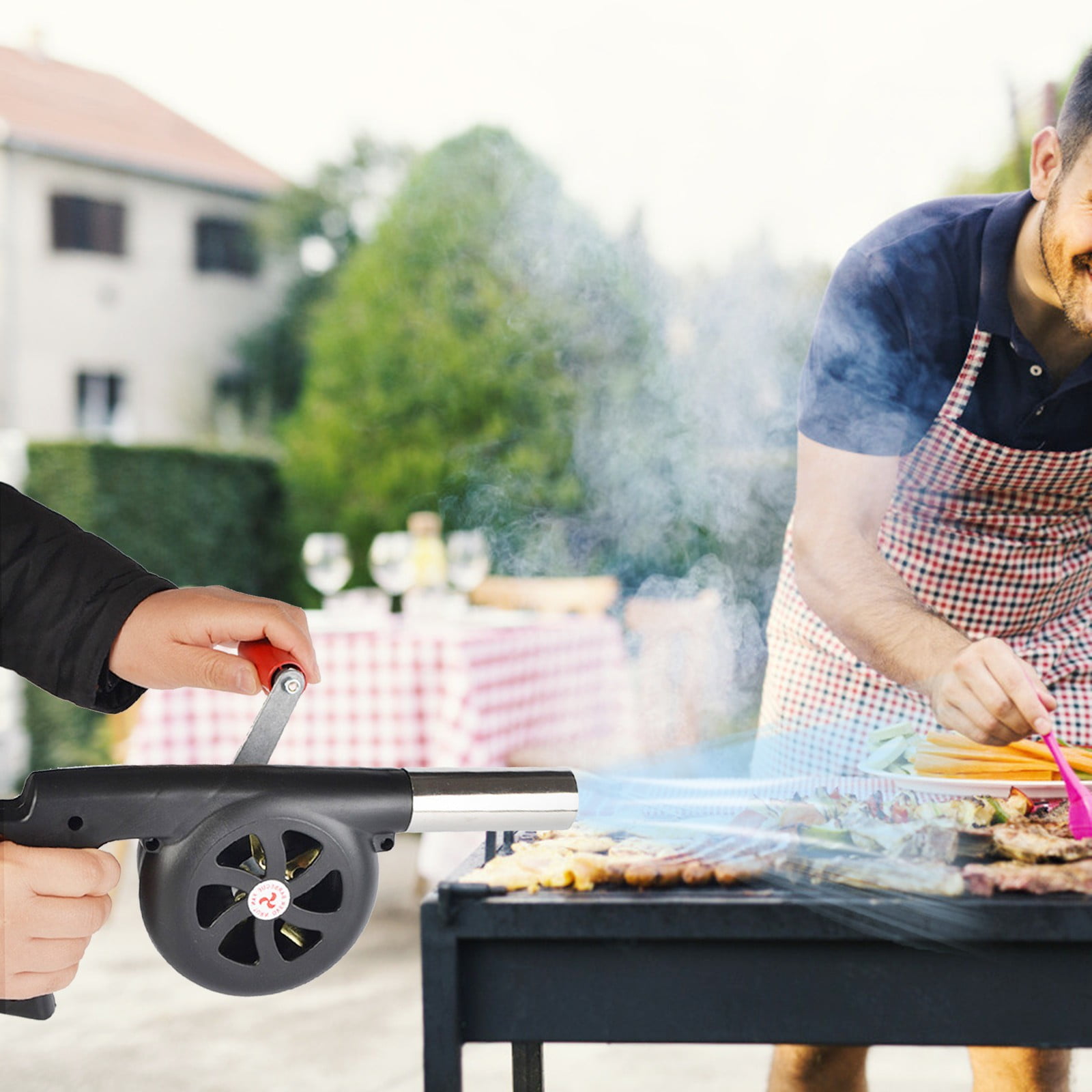 Yialzm Portable Hand Crank BBQ Blower Manual Fan for Camping Picnic ...