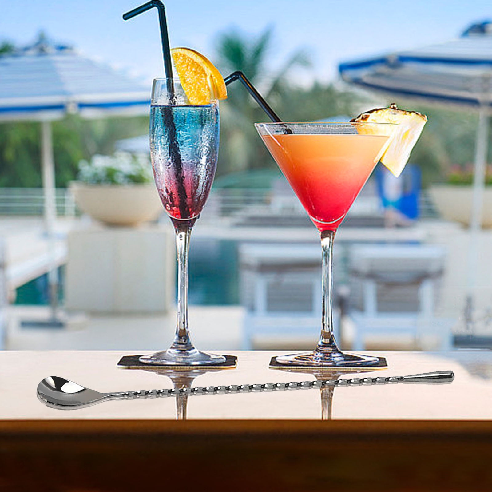 Yialzm Premium Stainless Steel Cocktail Stirring Spoon for Home Bar ...