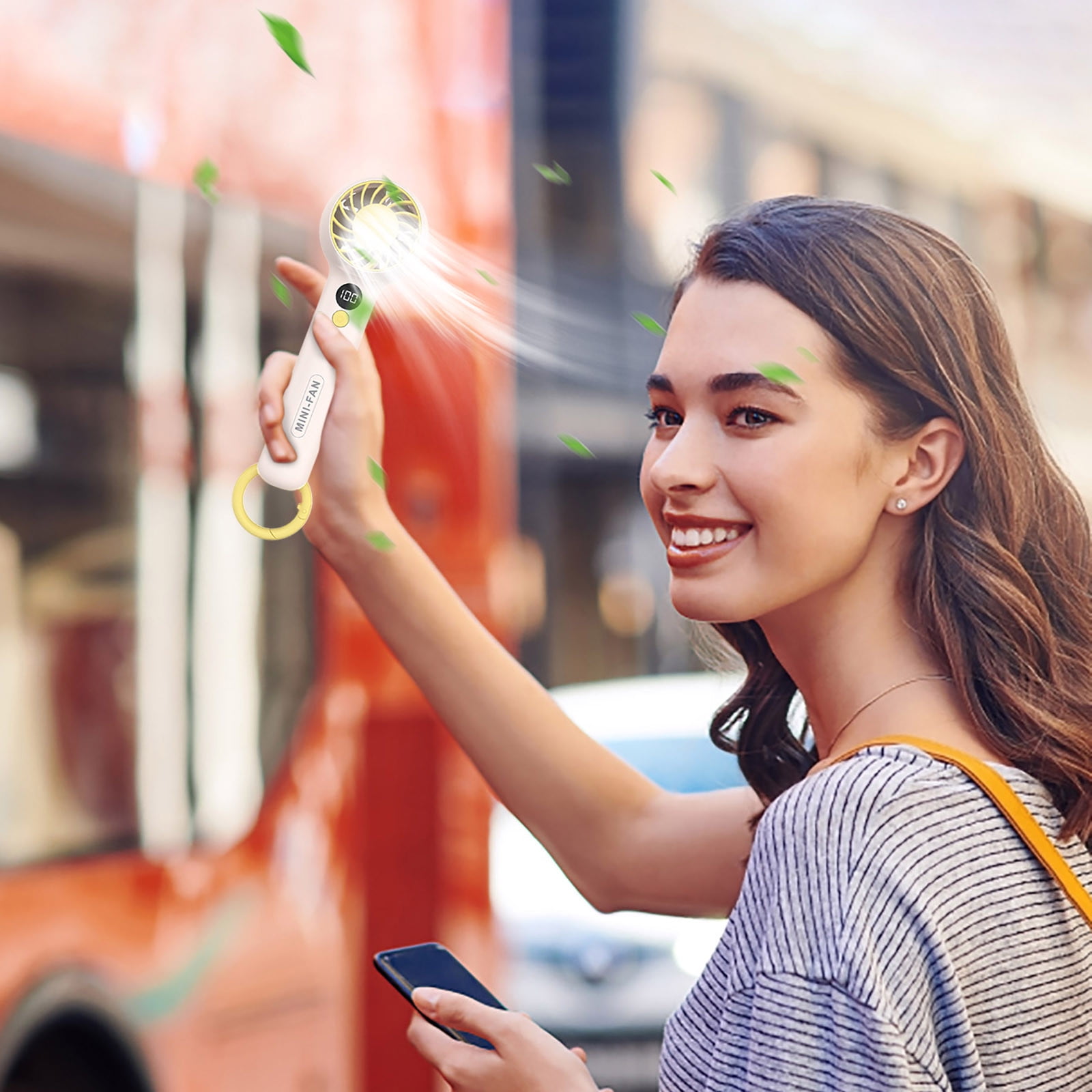 Yialzm Rechargeable Portable Mini Handheld Fan with Hook Digital ...