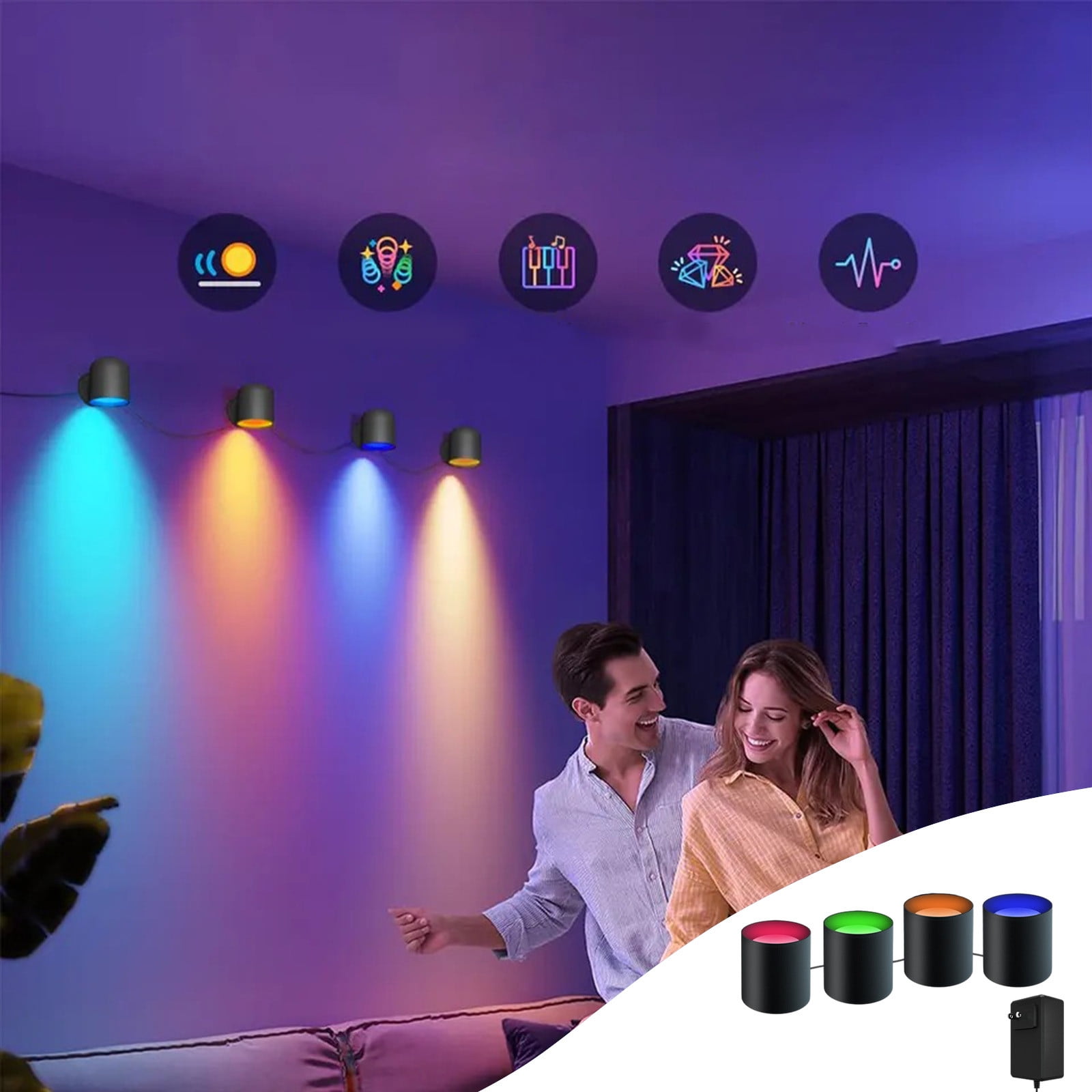 Yialzm Smart WiFi Wall Lights with Music Sync for Home and Gaming Room ...