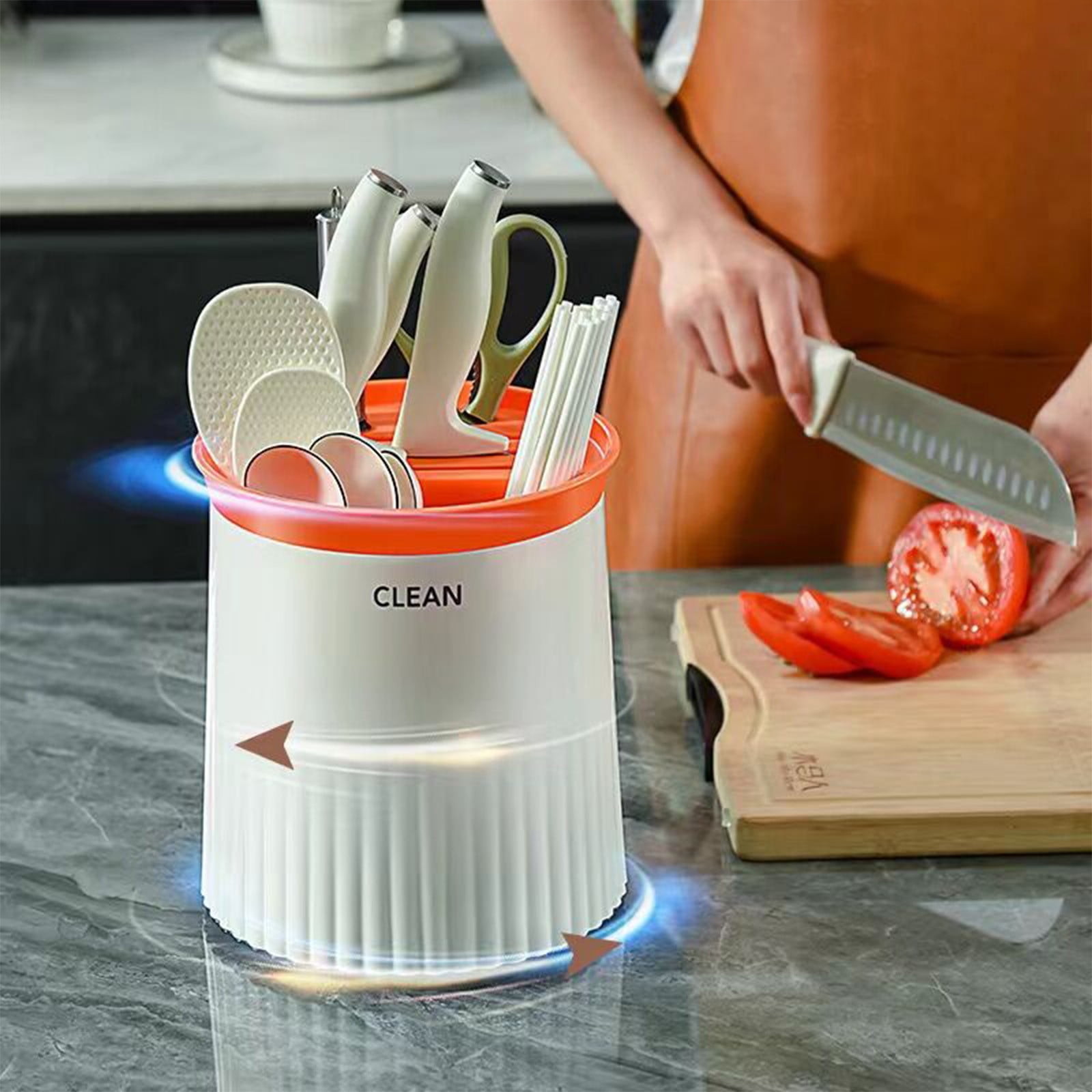 Yialzm Space Saving 360 Degree Rotating Kitchen Knife Rack with ...