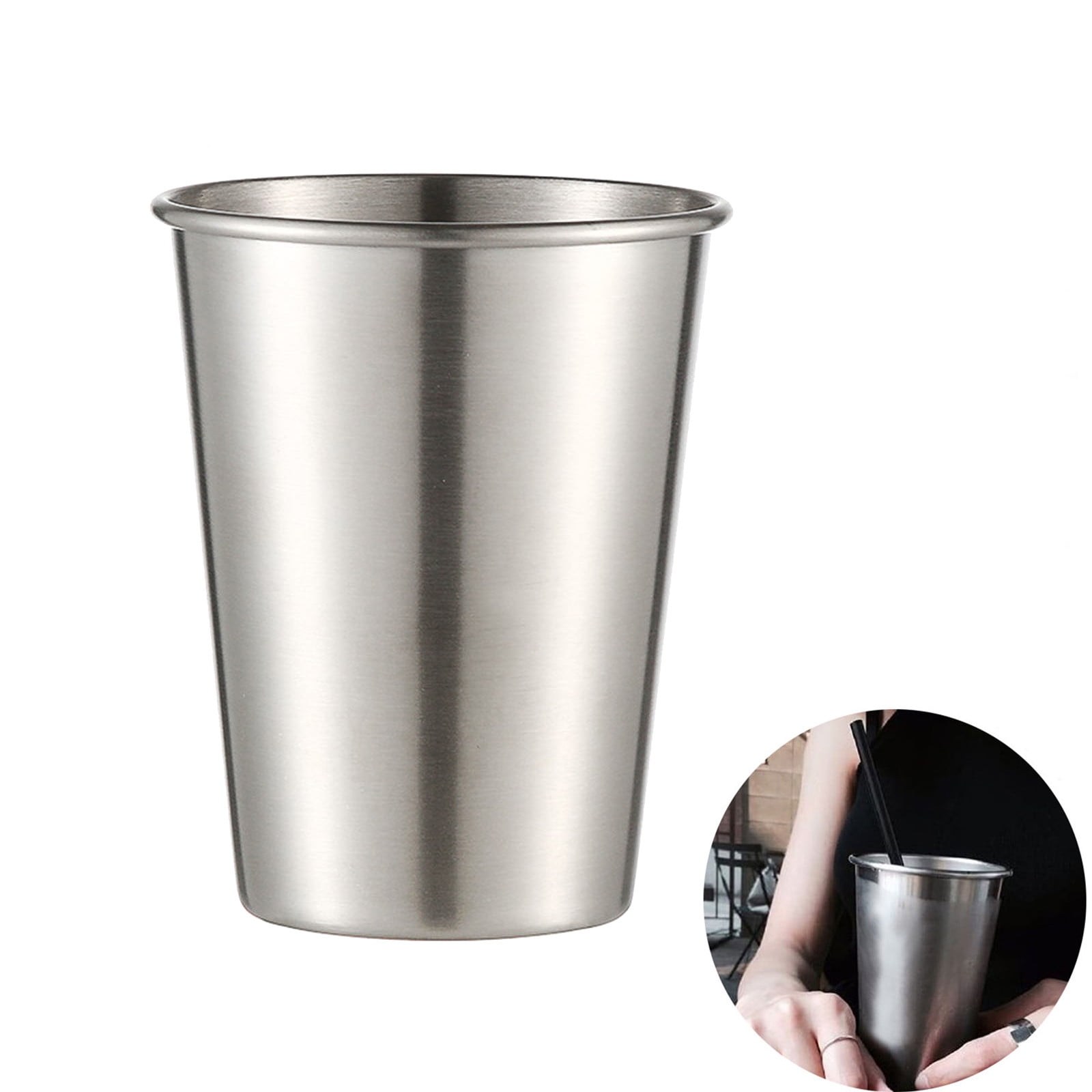 Yialzm Stainless Steel Beer Glass and Drinking Cup for Home or Travel ...