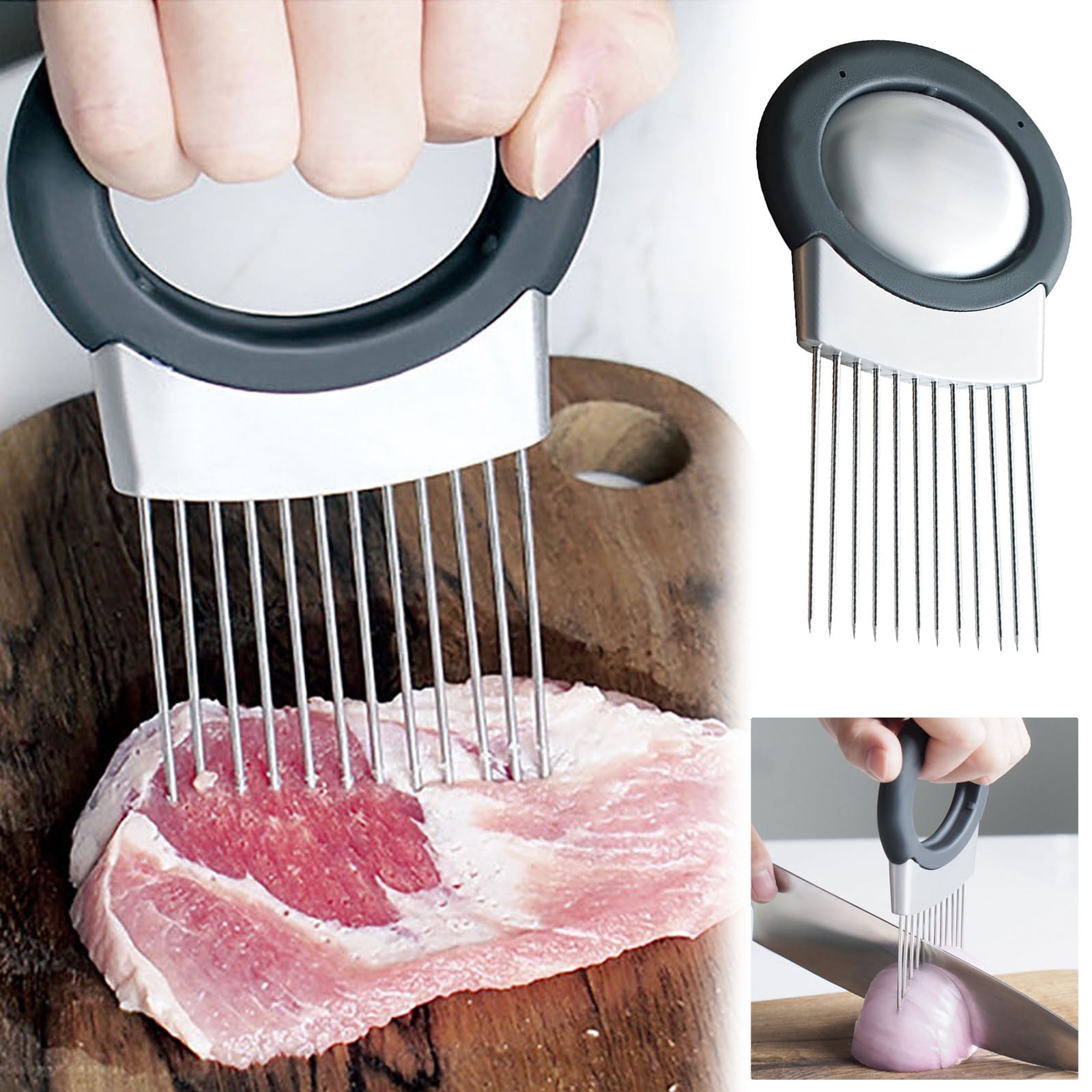 Yialzm Stainless Steel Kitchen Helper Fork Clamp Meat Tenderizer Potato ...