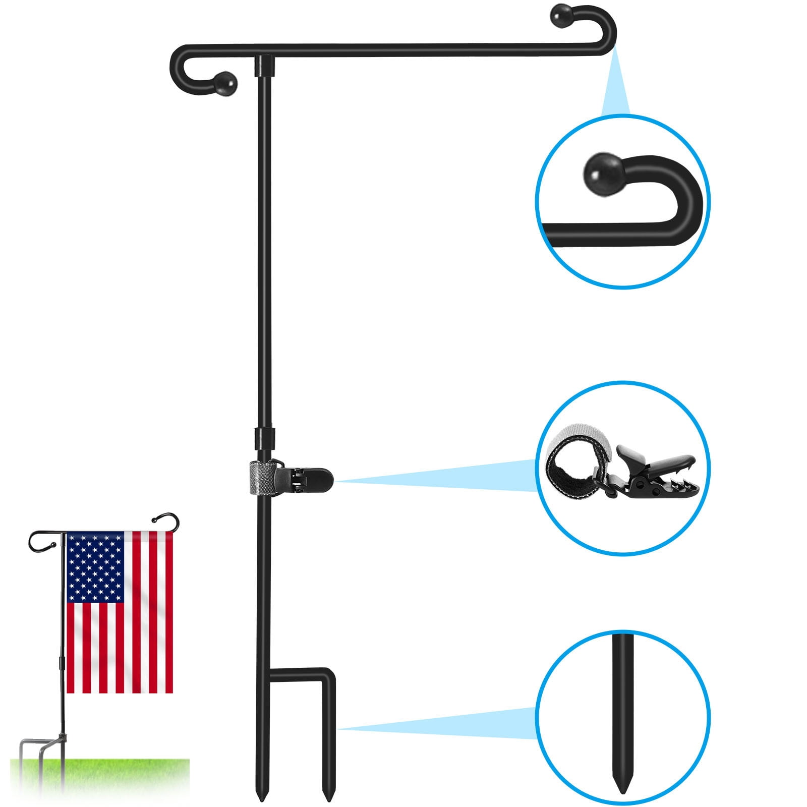 Yialzm Upgraded Garden Flag Stand Metal Construction Weatherproof Long ...