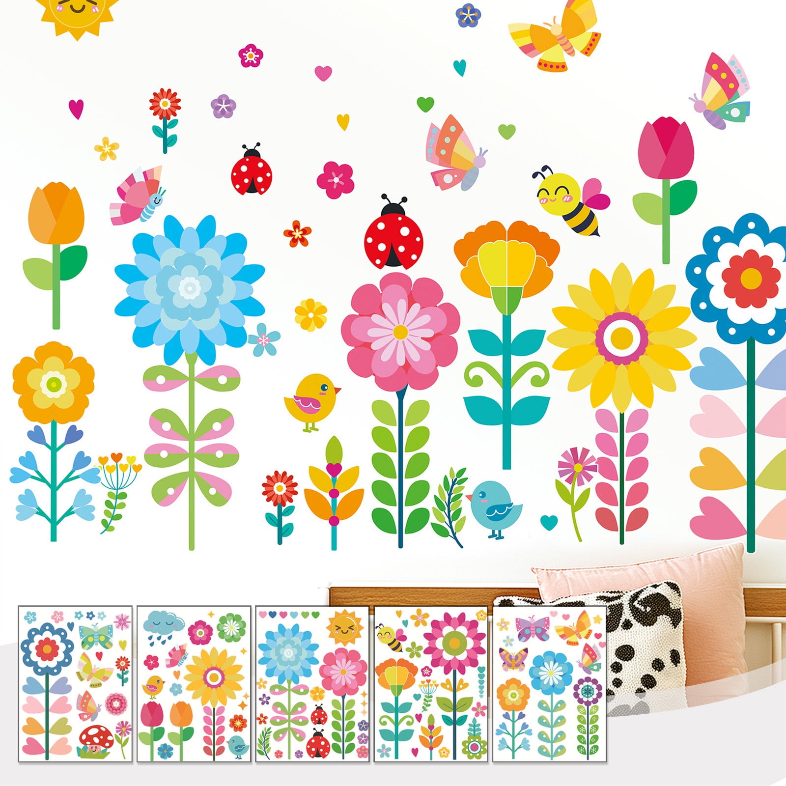 Yialzm Vinyl Flowers Wall Decal Sticker Removable Peel and Stick Plant ...
