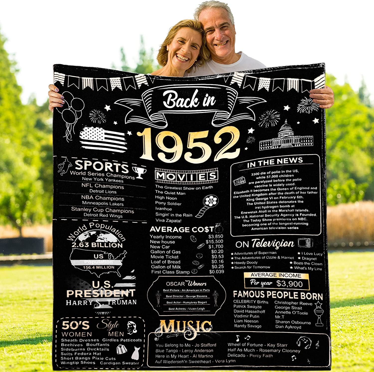 Yibo 72th Birthday Blanket Gift for Women or Men 72 Years Old 1952 ...
