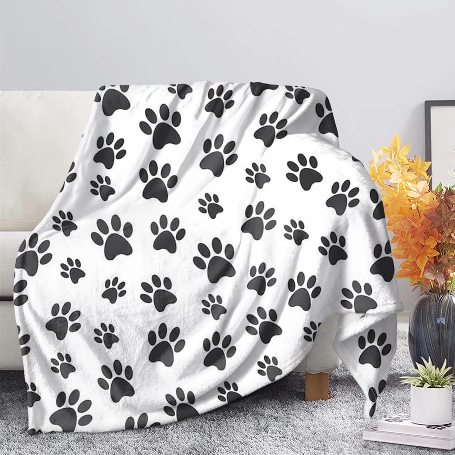 Yibo Black and White Polka Dot Print Blanket Flannel Soft and ...