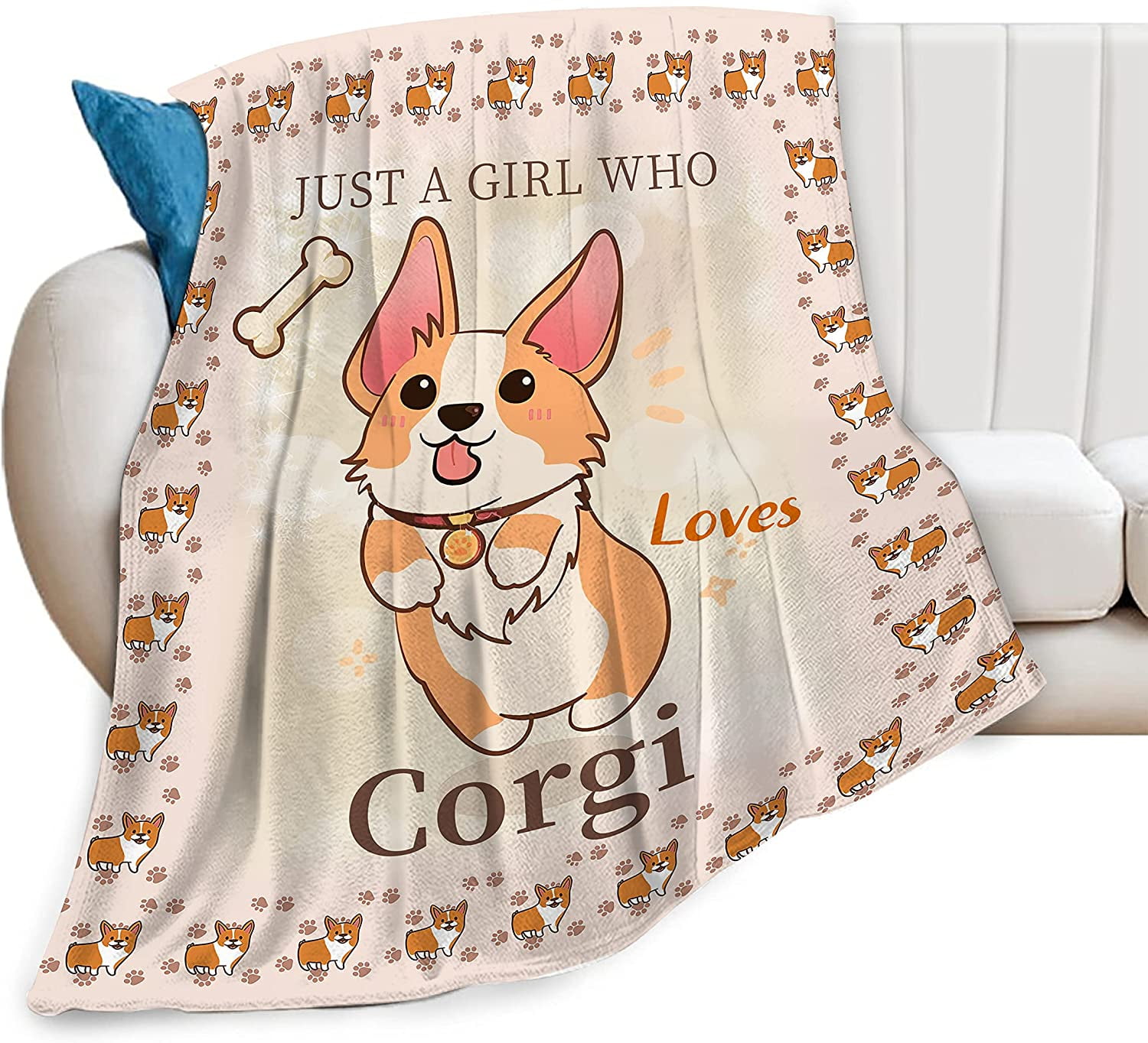 Yibo Corgi Blanket for Corgi Lovers Soft Warm Cute Corgi Dog Fleece ...