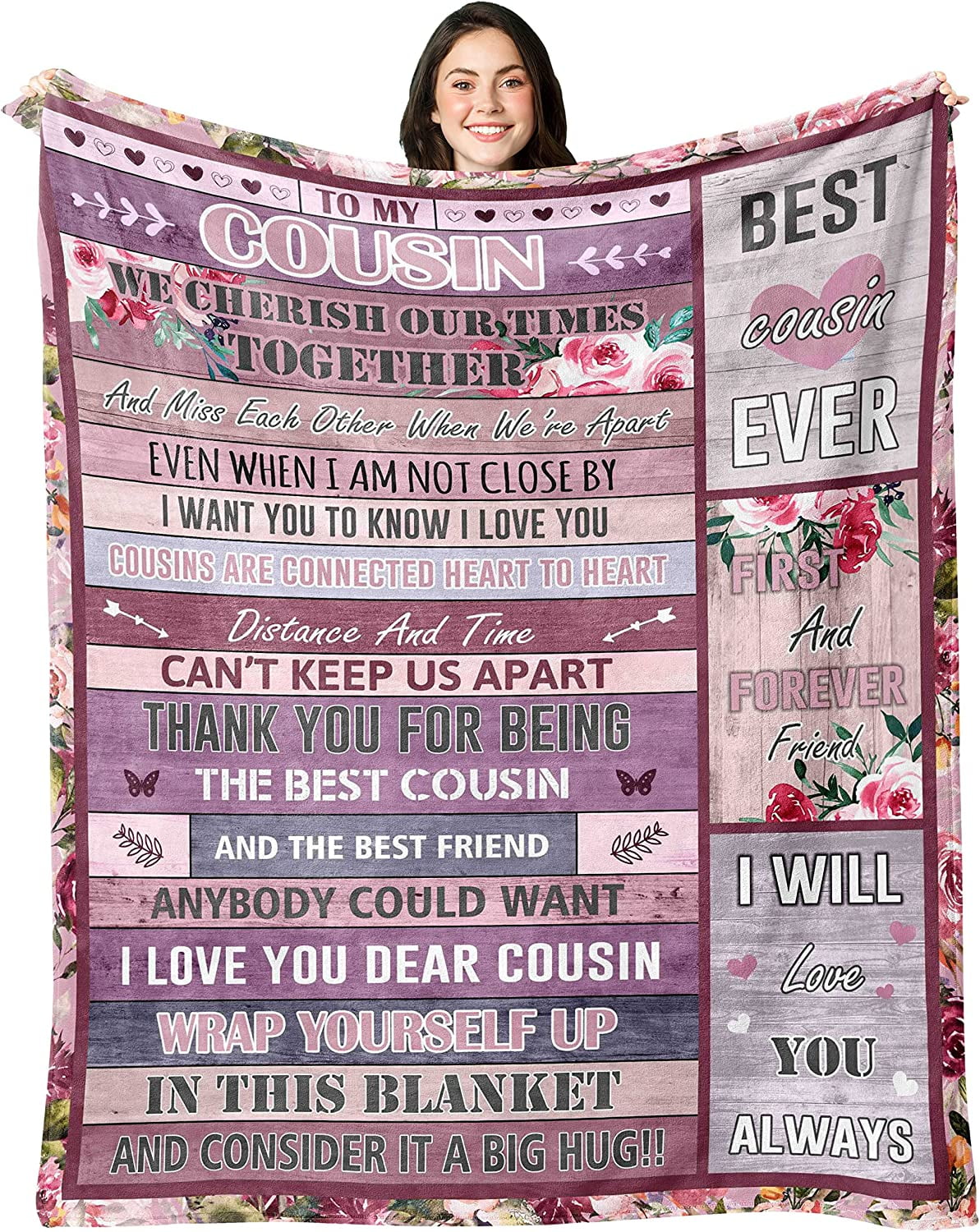 Yibo Cousin Gifts for Women Blanket Best Cousin Gifts Gifts for Cousins Female Cousins Make The ...