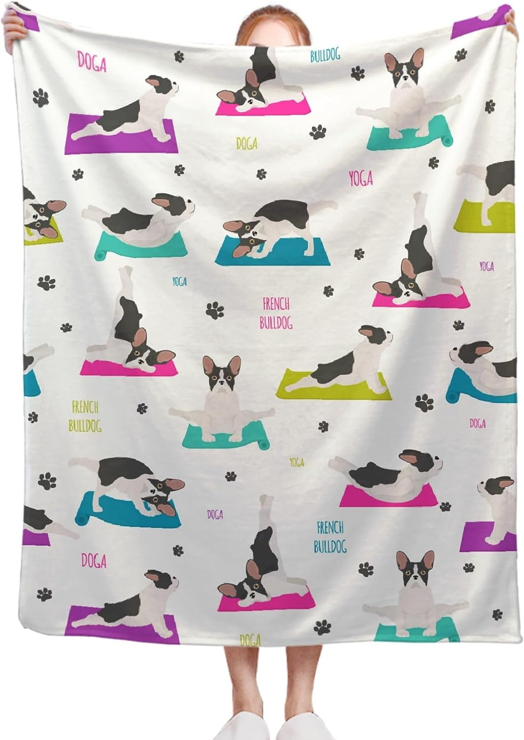 Yibo Cute French Bulldog Blanket, Animal Dog Print for Puppy Dog Crib ...