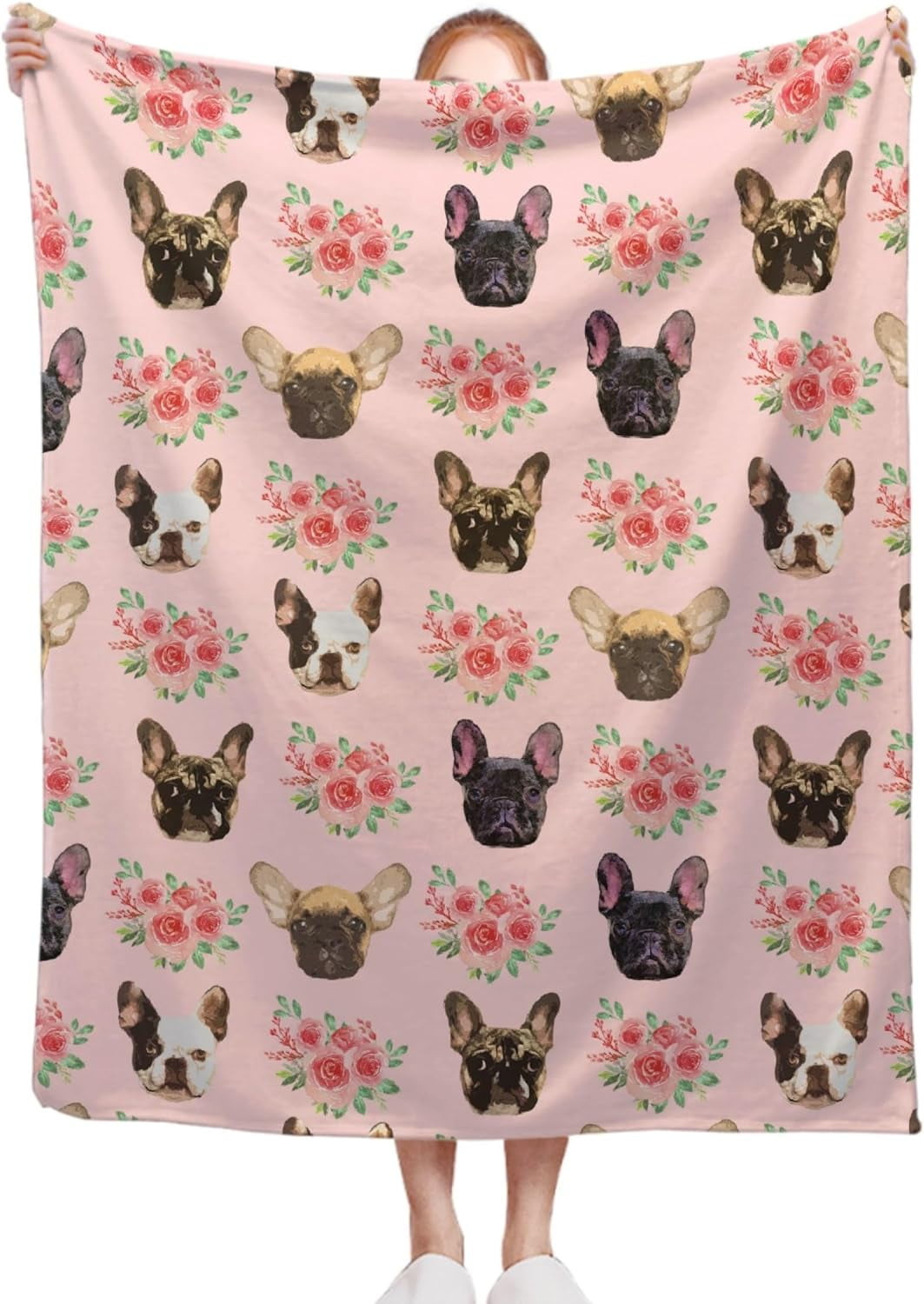 Yibo Cute French Bulldog Blanket, Animal Dog Print for Puppy Dog Crib ...