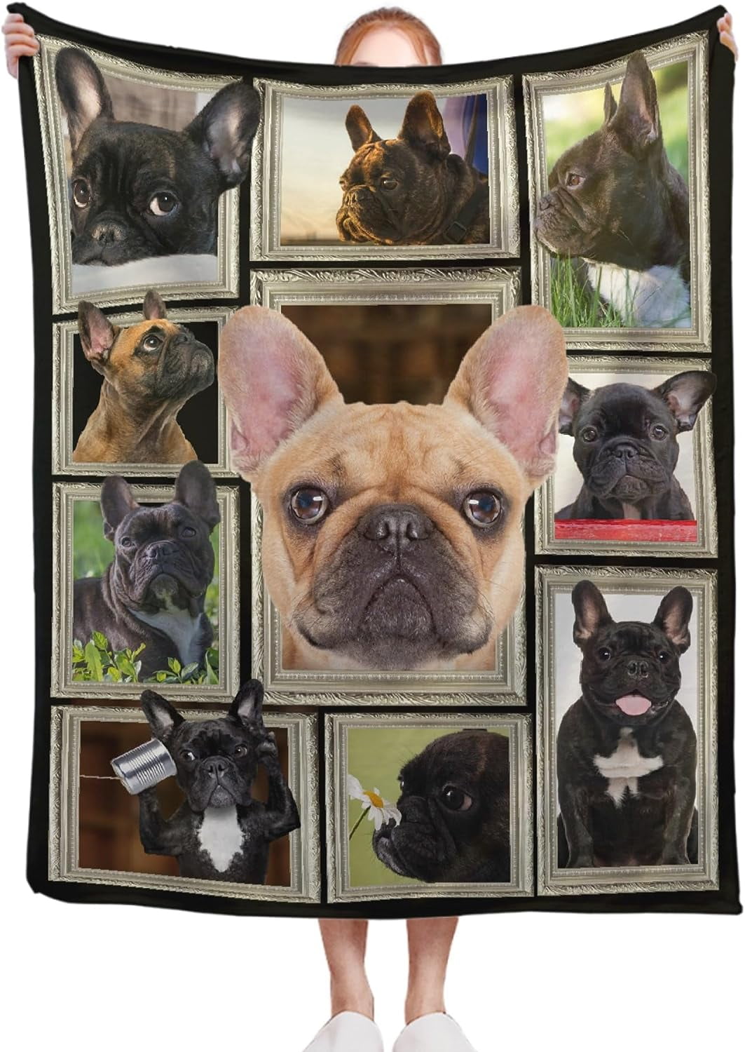 Yibo Cute French Bulldog Blanket, Animal Dog Print for Puppy Dog Crib ...