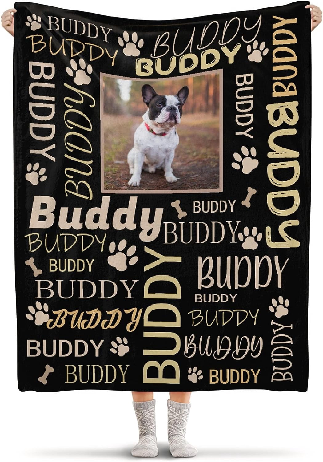 Yibo Cute French Bulldog Blanket, Animal Dog Prints for Bed Car Couch ...