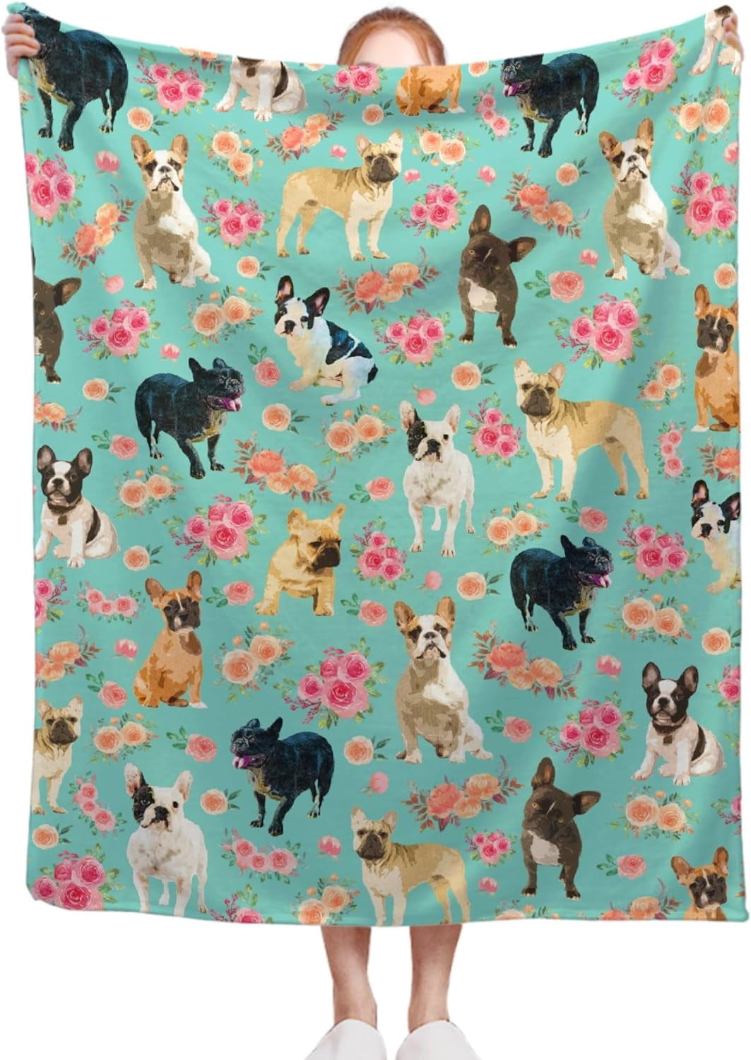 Yibo Cute French Bulldog Blanket, Animal Dog Prints for Bed Car Couch ...
