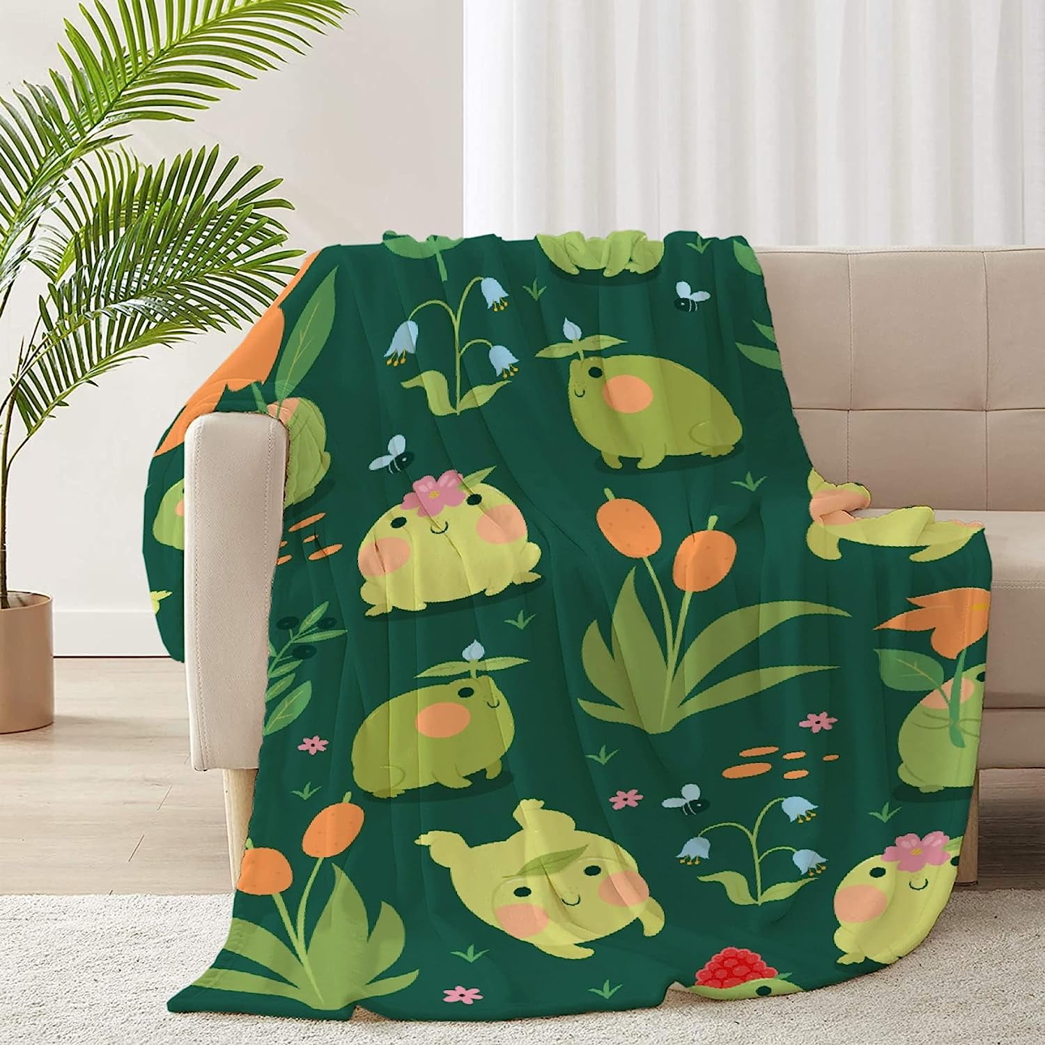 Yibo Cute Frogs Graphics Blanket Flannel Soft and Comfortable Anti ...