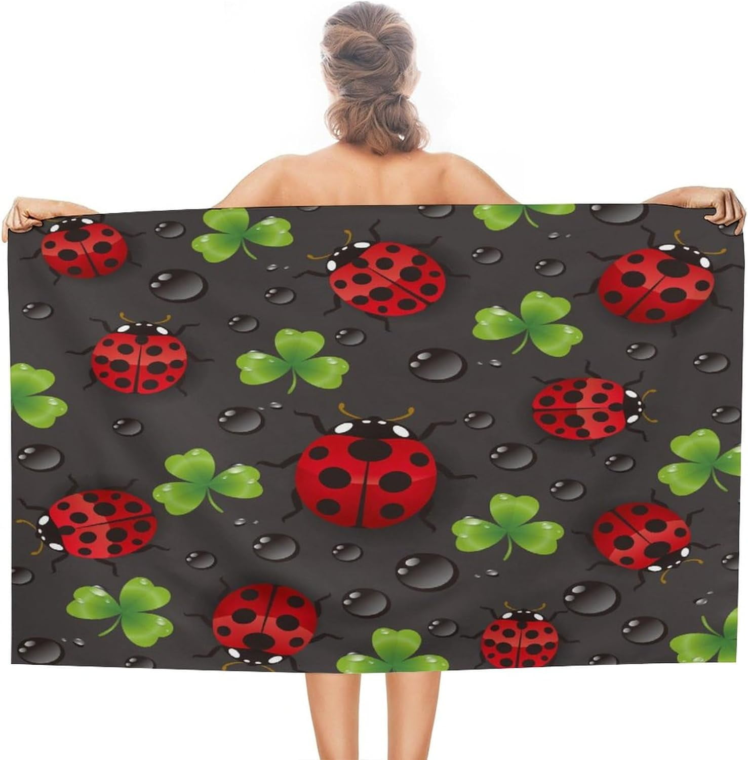 Yibo Cute Ladybug Beach Towels Abstract Funny Cartoon Floral Daisy ...