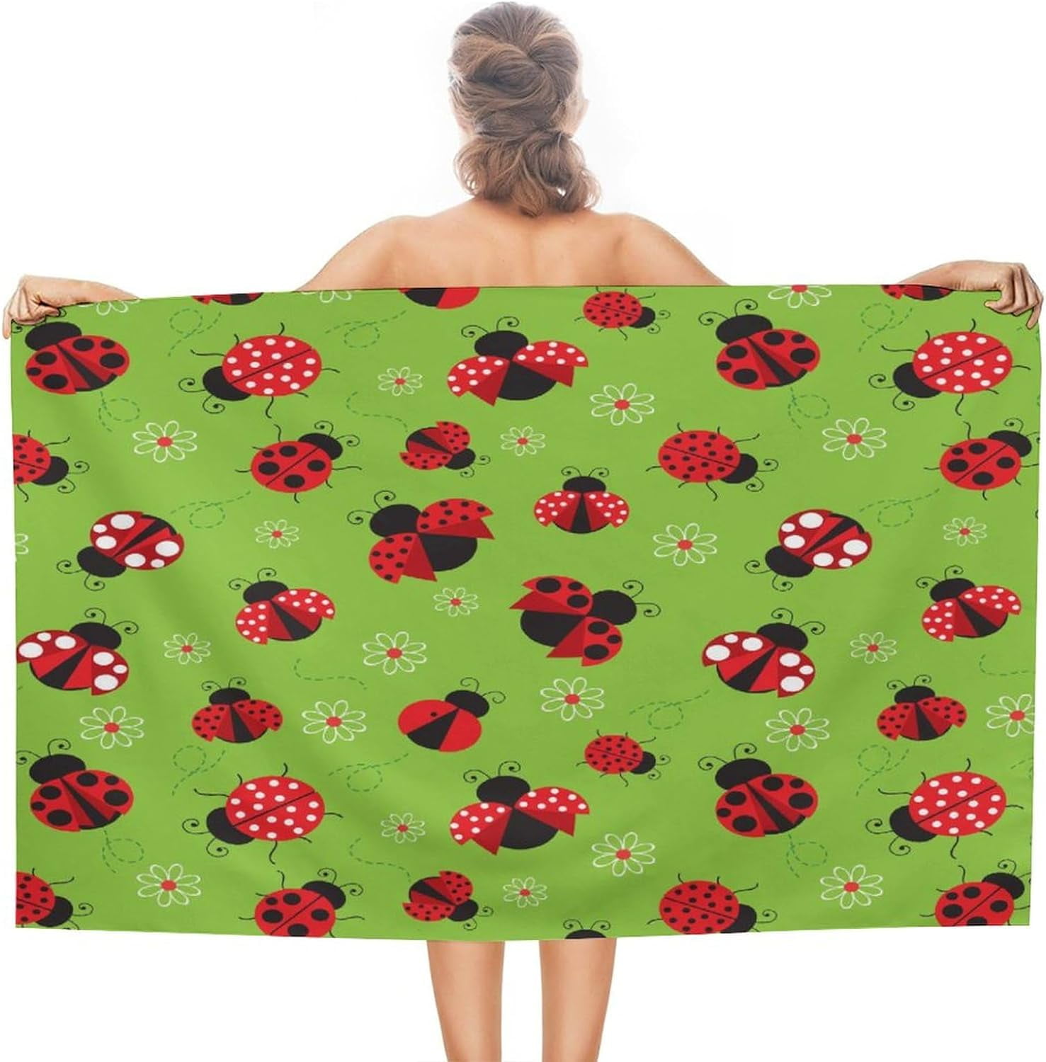 Yibo Cute Ladybug Beach Towels Abstract Funny Cartoon Floral Daisy ...