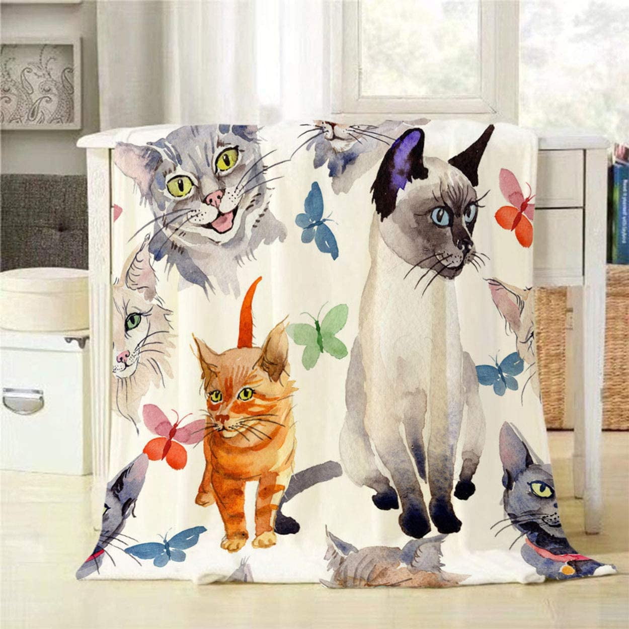 Yibo Cute Watercolor Hot Air Balloons Pattern Blanket Flannel Soft and ...