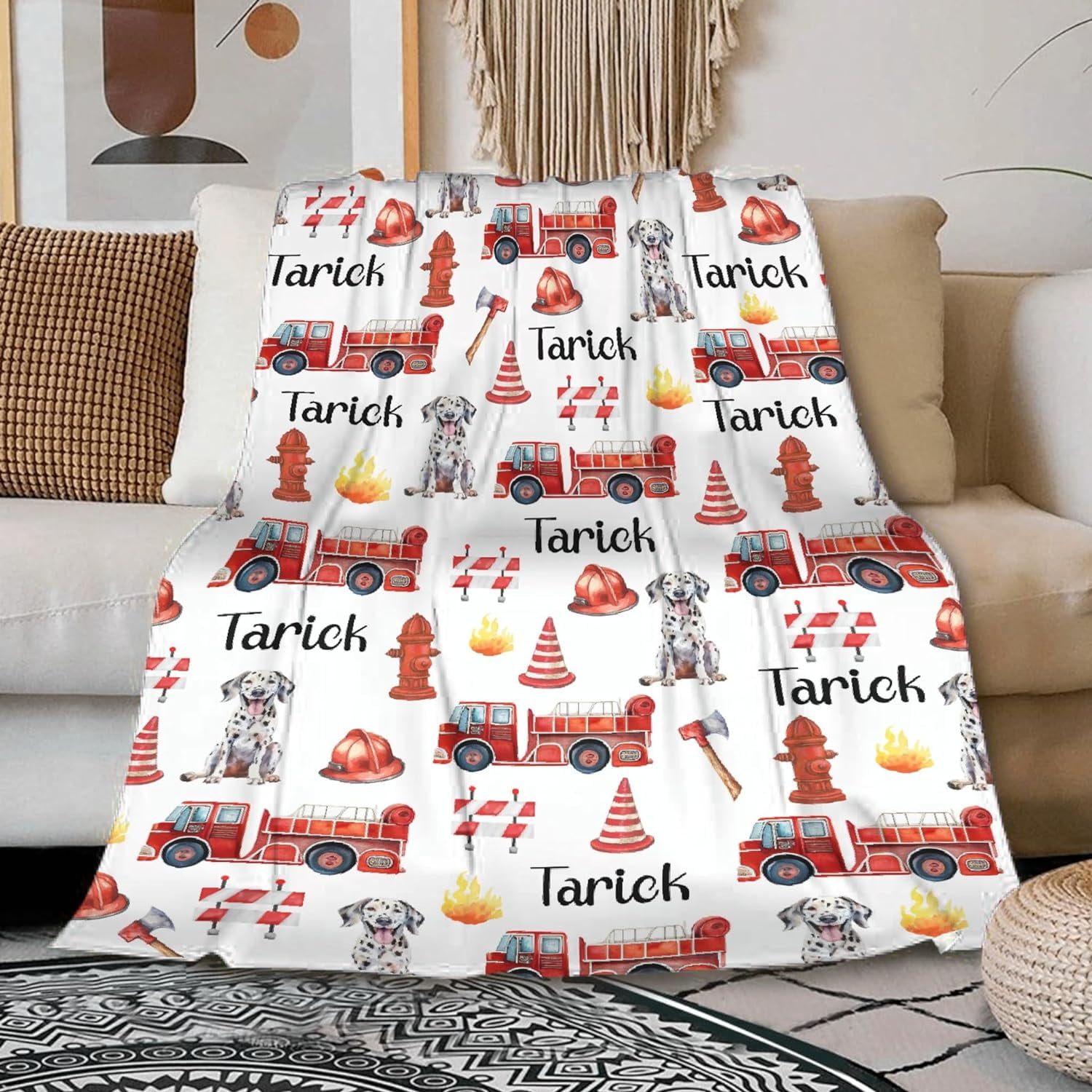 Yibo Fire Truck Blanket Ultra Soft Truck Car Blanket for Toddler Boys ...