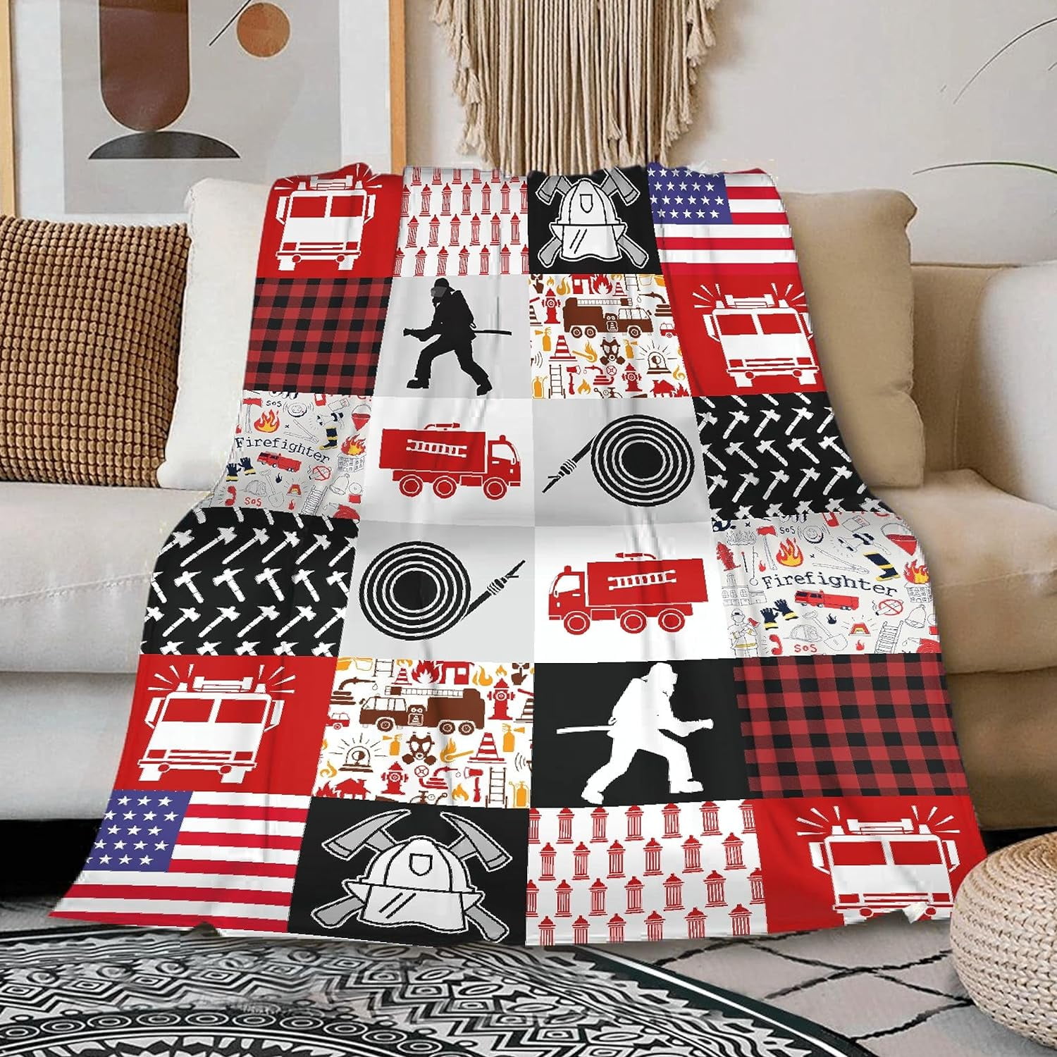 Yibo Fire Truck Blanket Ultra Soft Truck Car Blanket for Toddler Boys ...