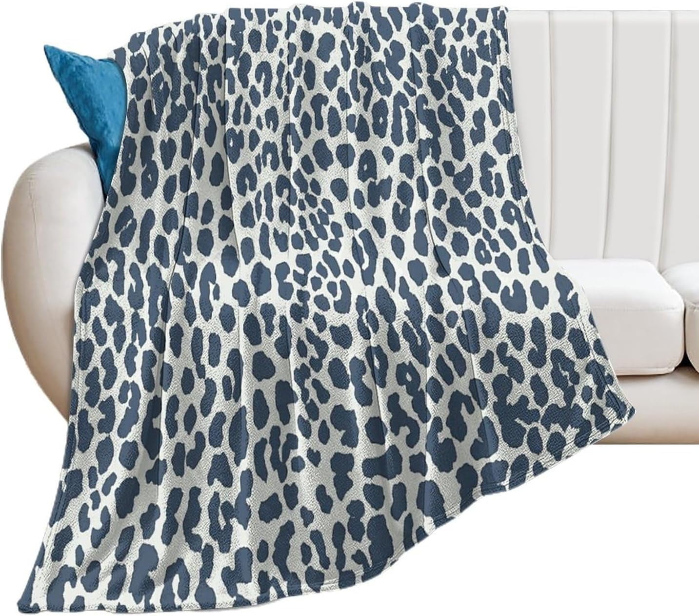 Yibo Flannel Plush Throw Blanket Green and White Cheetah Leopard Print ...
