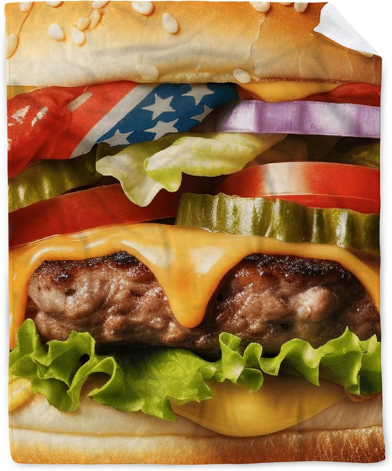 Yibo Hamburger Fleece Flannel Gift Blanket Realistic Interesting Food ...