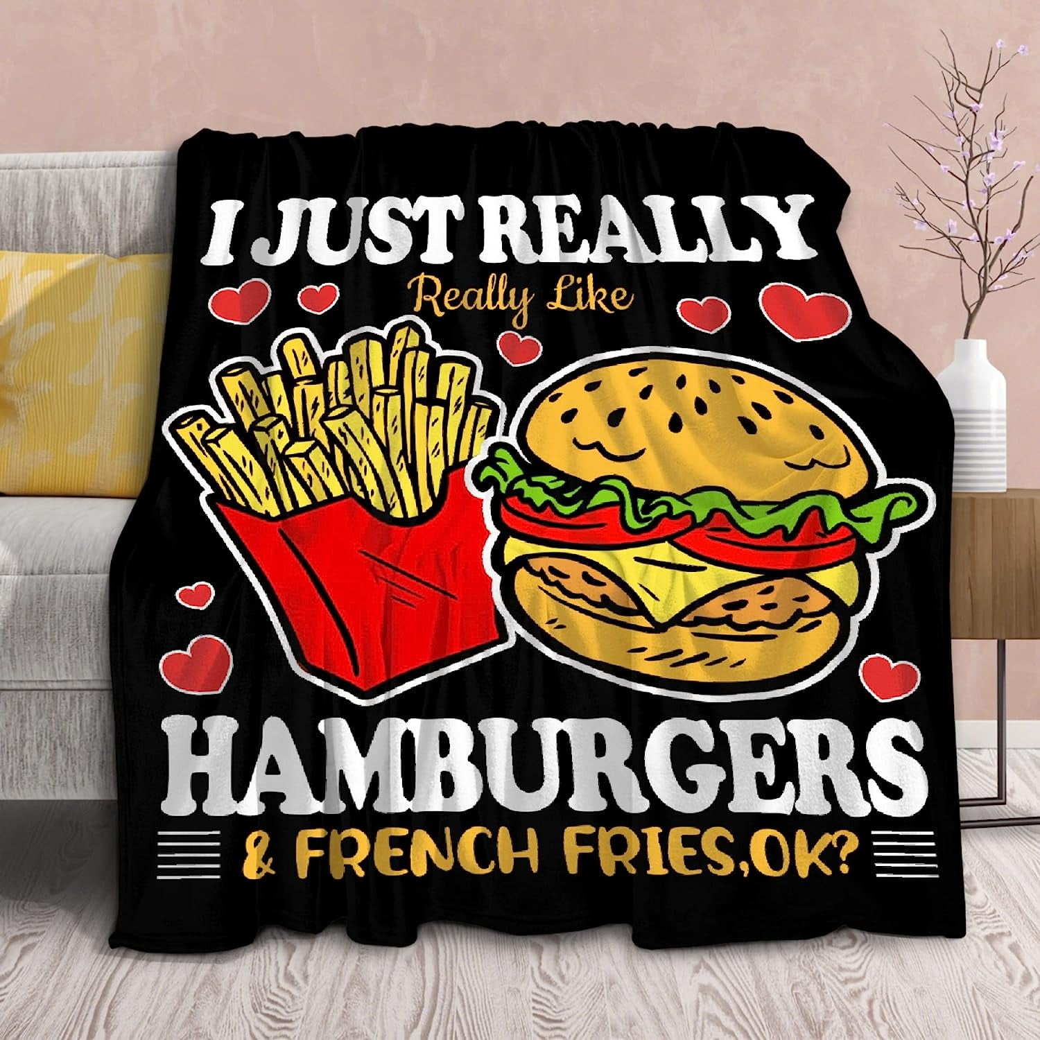 Yibo Hamburgers French Fries Food Blanket Flannel Soft and Comfortable ...