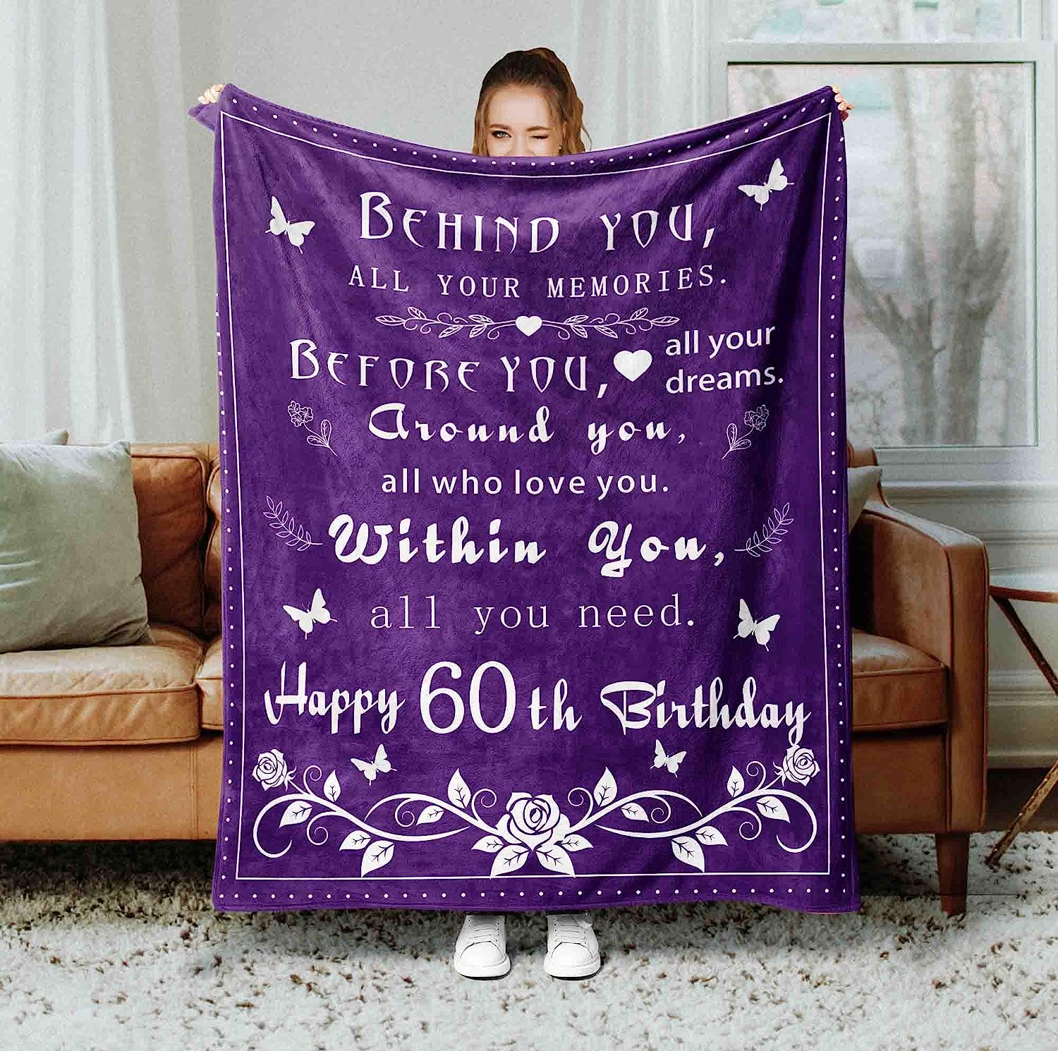 Yibo Happy 60th Birthday Gift Blanket for Women 1962 Ladies Sister 60 ...