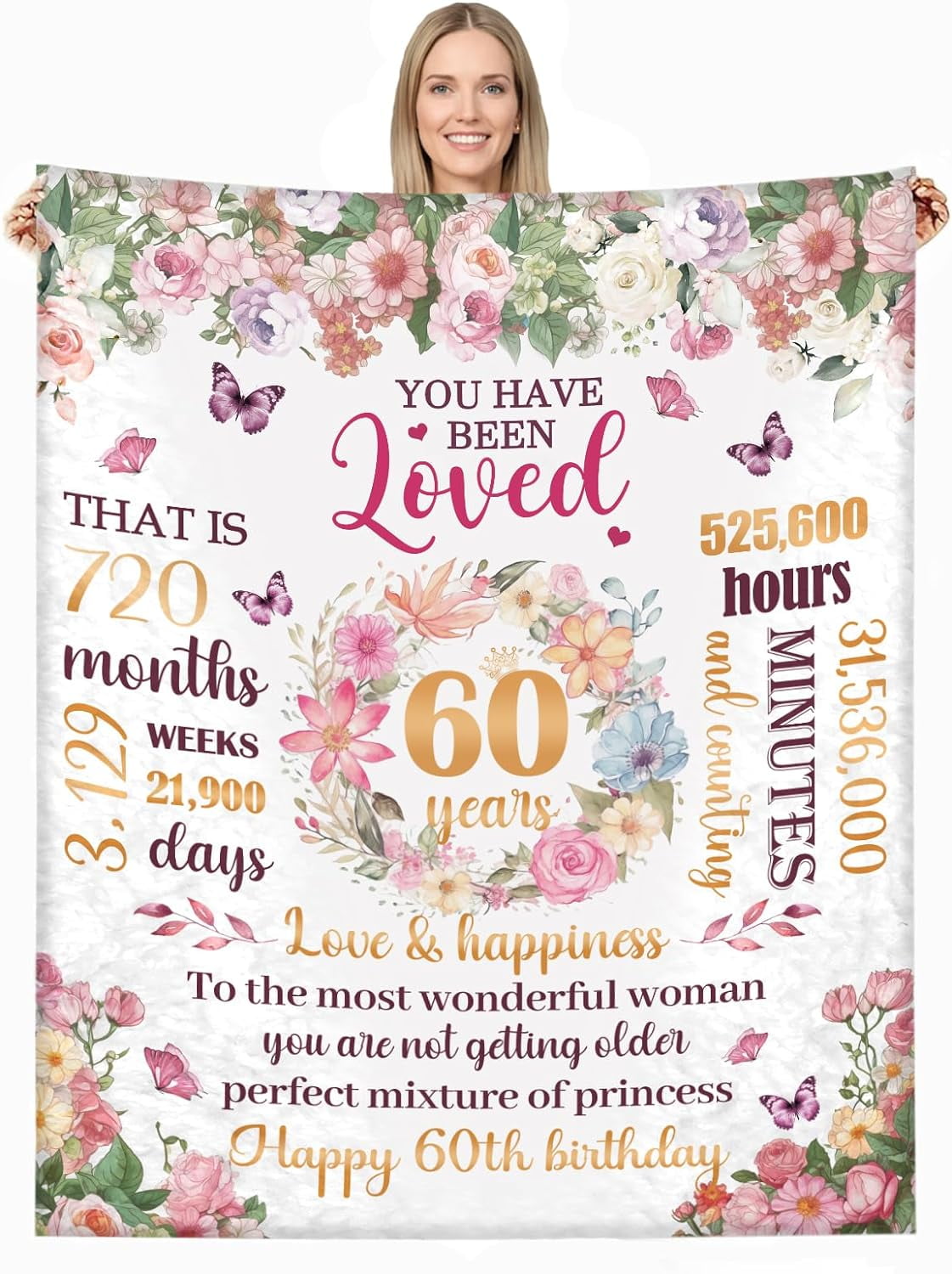 Yibo Happy 60th Birthday Gift Ideas Blanket Flannel Soft and ...