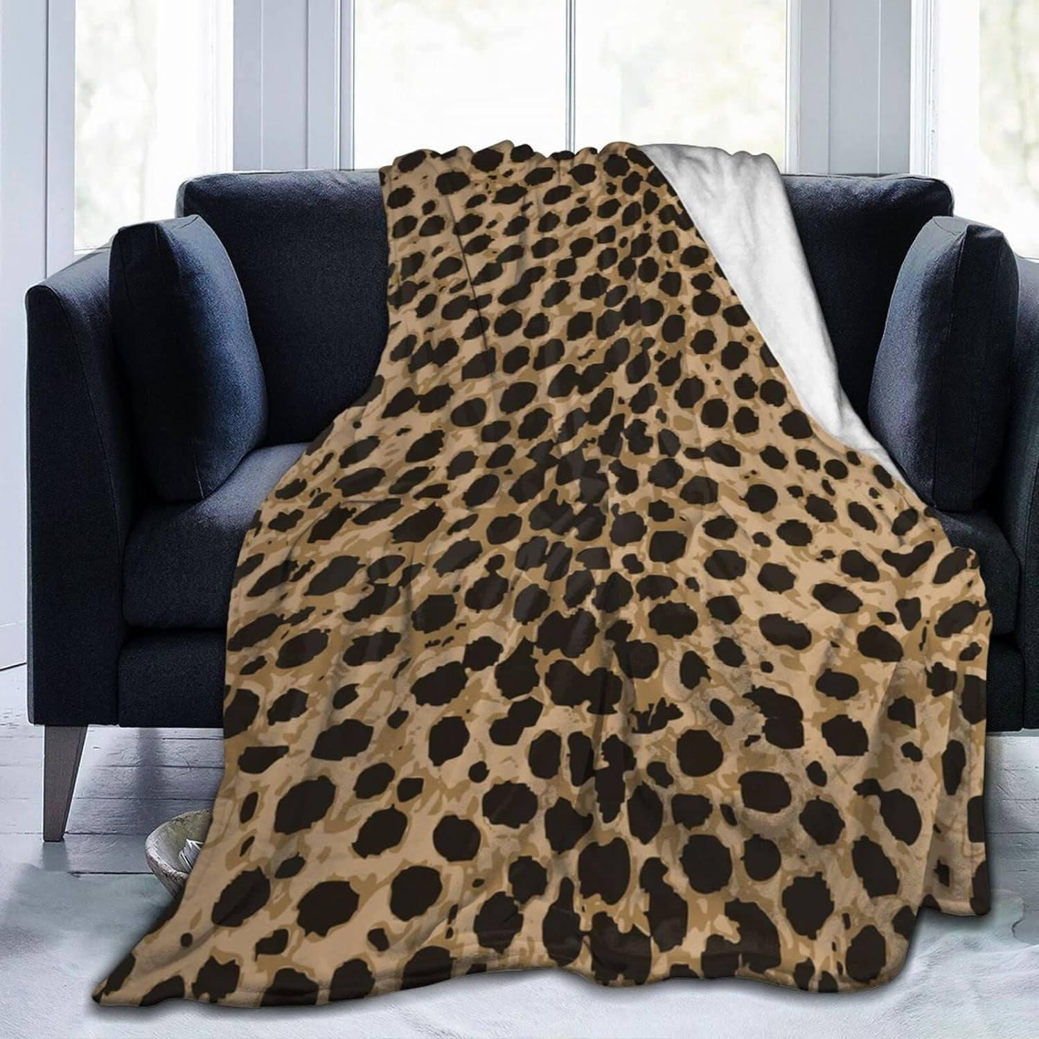 Yibo Leopard Skin Wild Animal Print Blanket Flannel Soft and ...