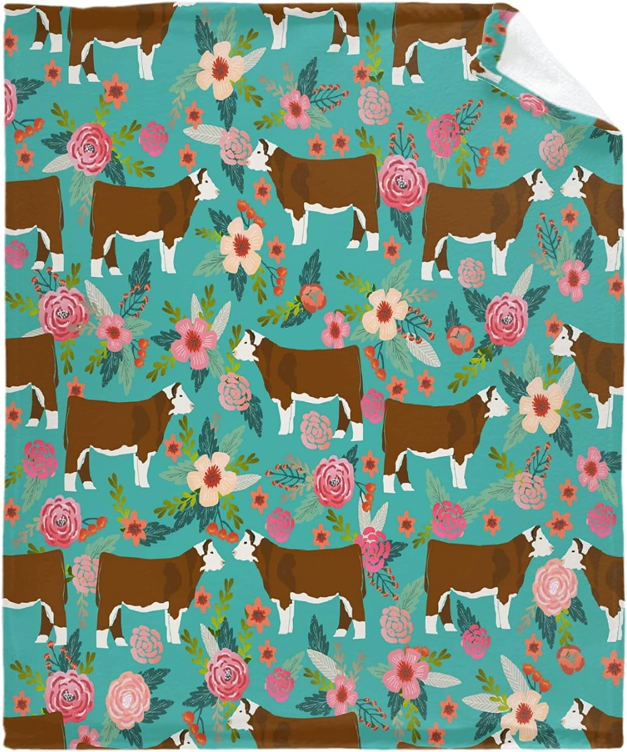 Yibo Light Pink Cow Print Blanket Flannel Soft and Comfortable Anti ...