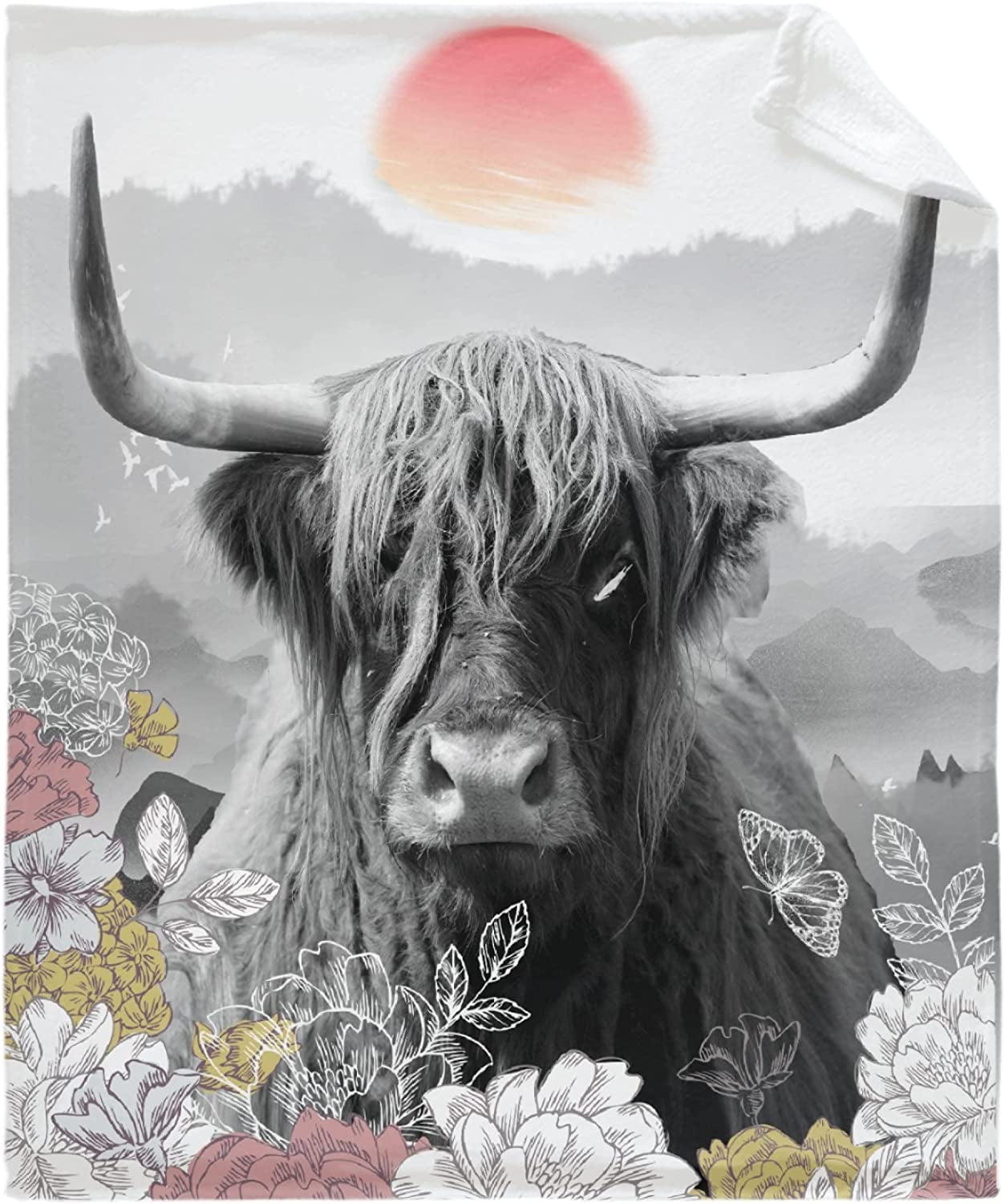 Yibo Light Pink Cow Print Blanket Flannel Soft and Comfortable Anti ...