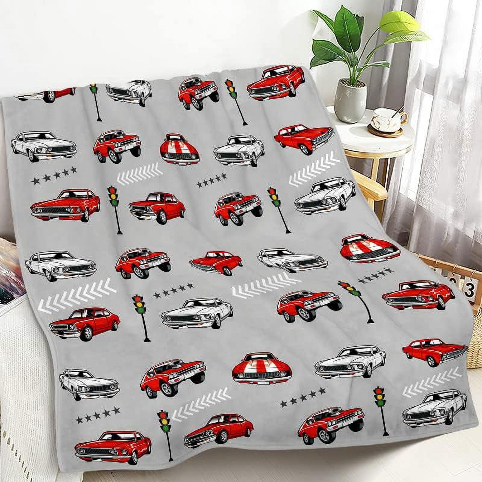 Yibo Muscle Car Blanket for Boys Girls Classic Car Blanket Cozy Cars ...